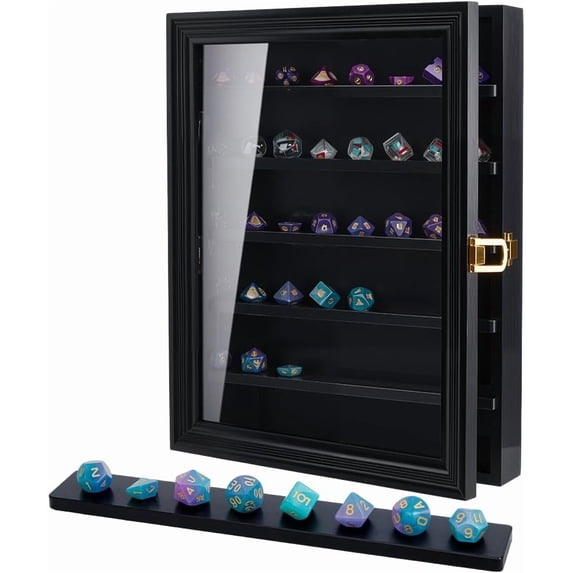 Dice Display Case Wall Mount Lockable Showcase Wood Minifigures Action ...
