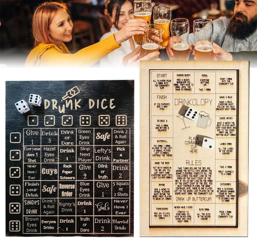 Dice Drinking Game - Don't go Home Tonight Game, Drinking Game Board ...