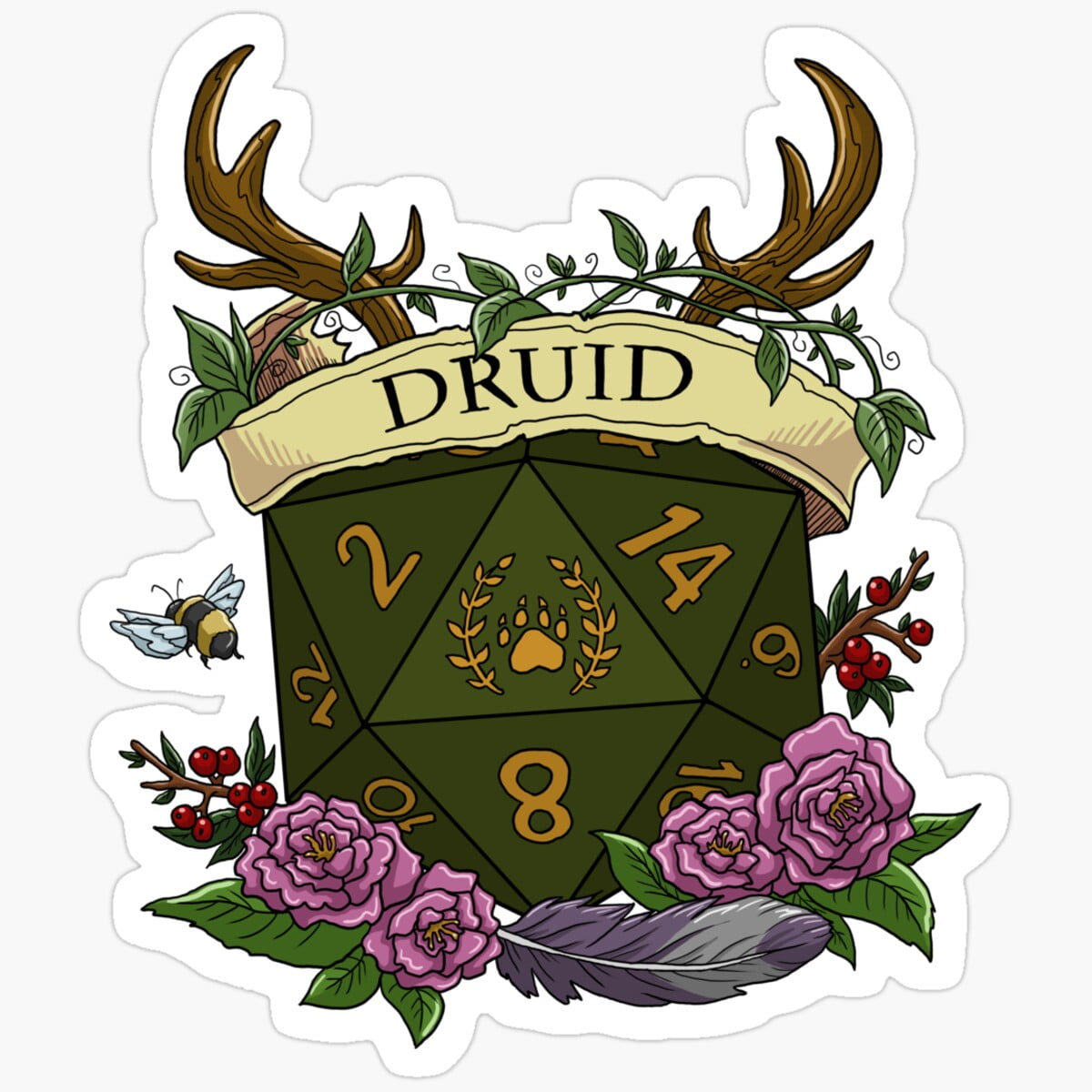 Dice Druid Sticker. Gift For You - Decorate Laptops, Water Bottles, And ...