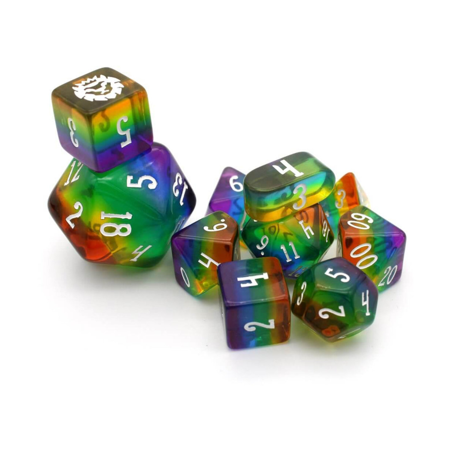 Dice Envy Poly Set Rainbow w/White (10) New - Walmart.com