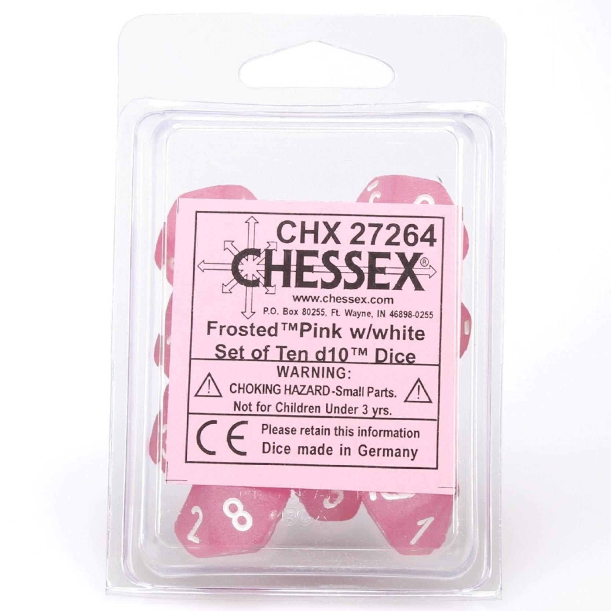 Dice - Frosted - d10 Chessex D10 Pink w/White (10) - Walmart.com