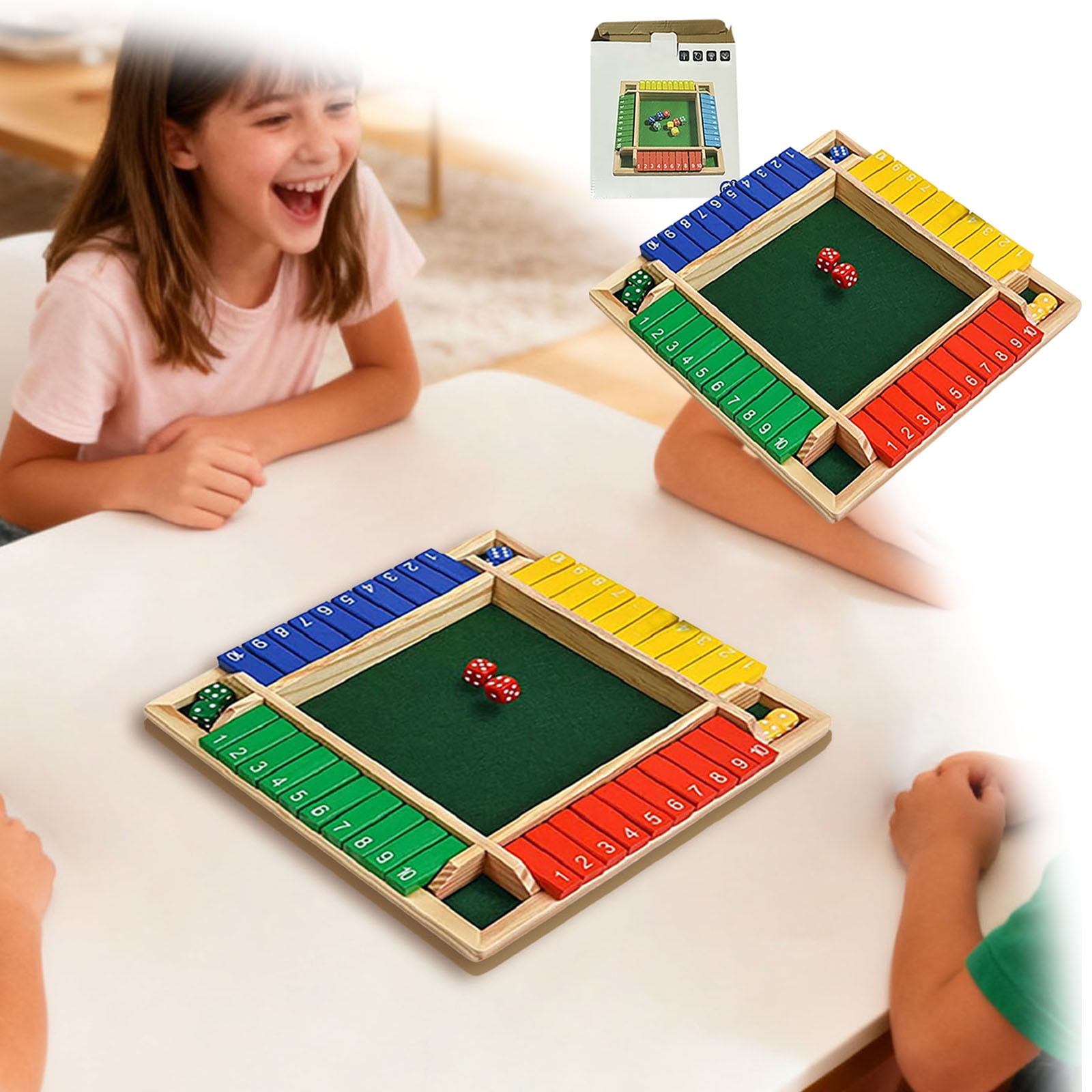 Dice Game Shut The Box Wooden Board Game,4 Sided Family Math Game for 2 ...