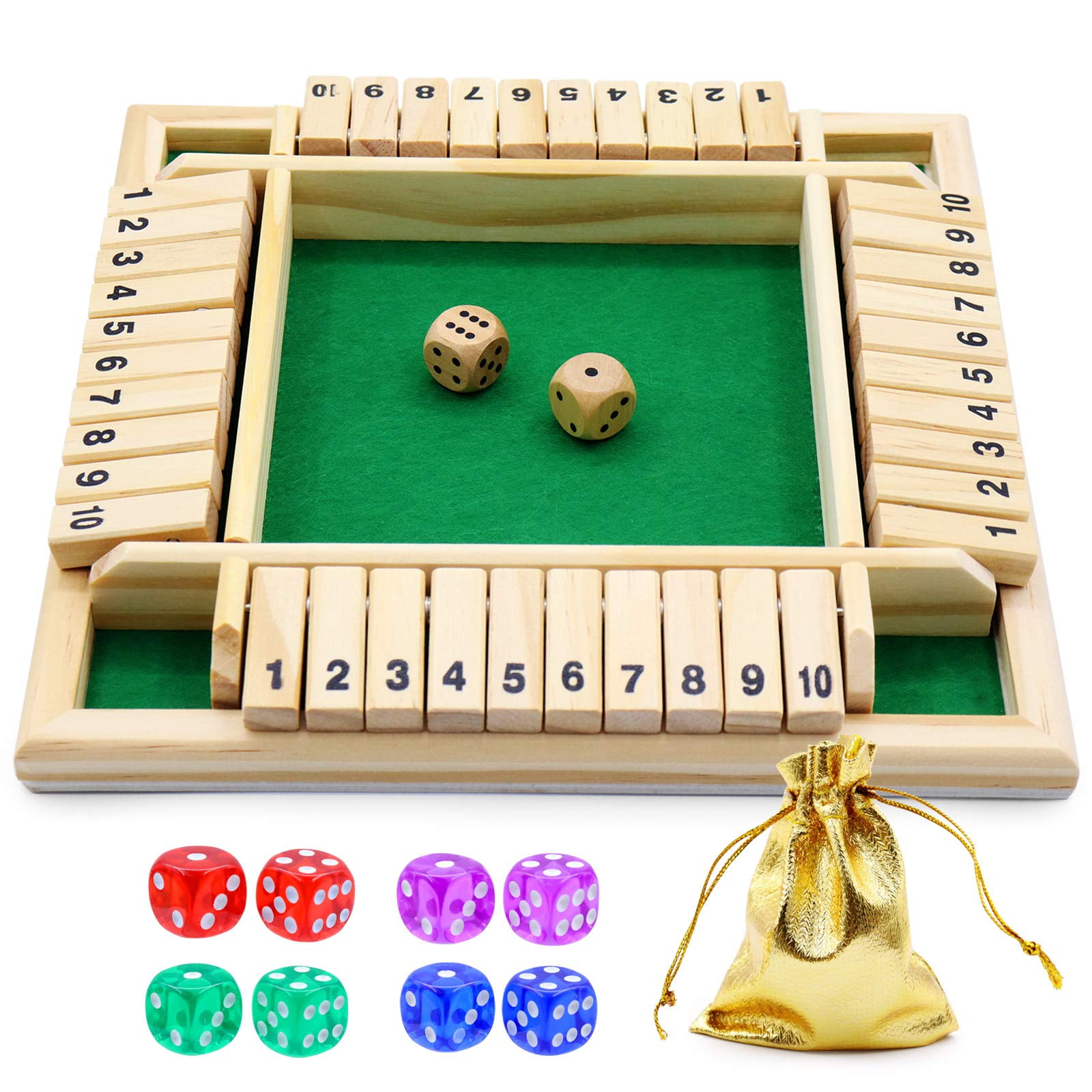 Dice Game Shut The KEF16 Box Game Wooden Board Game with 10 Dices,a ...