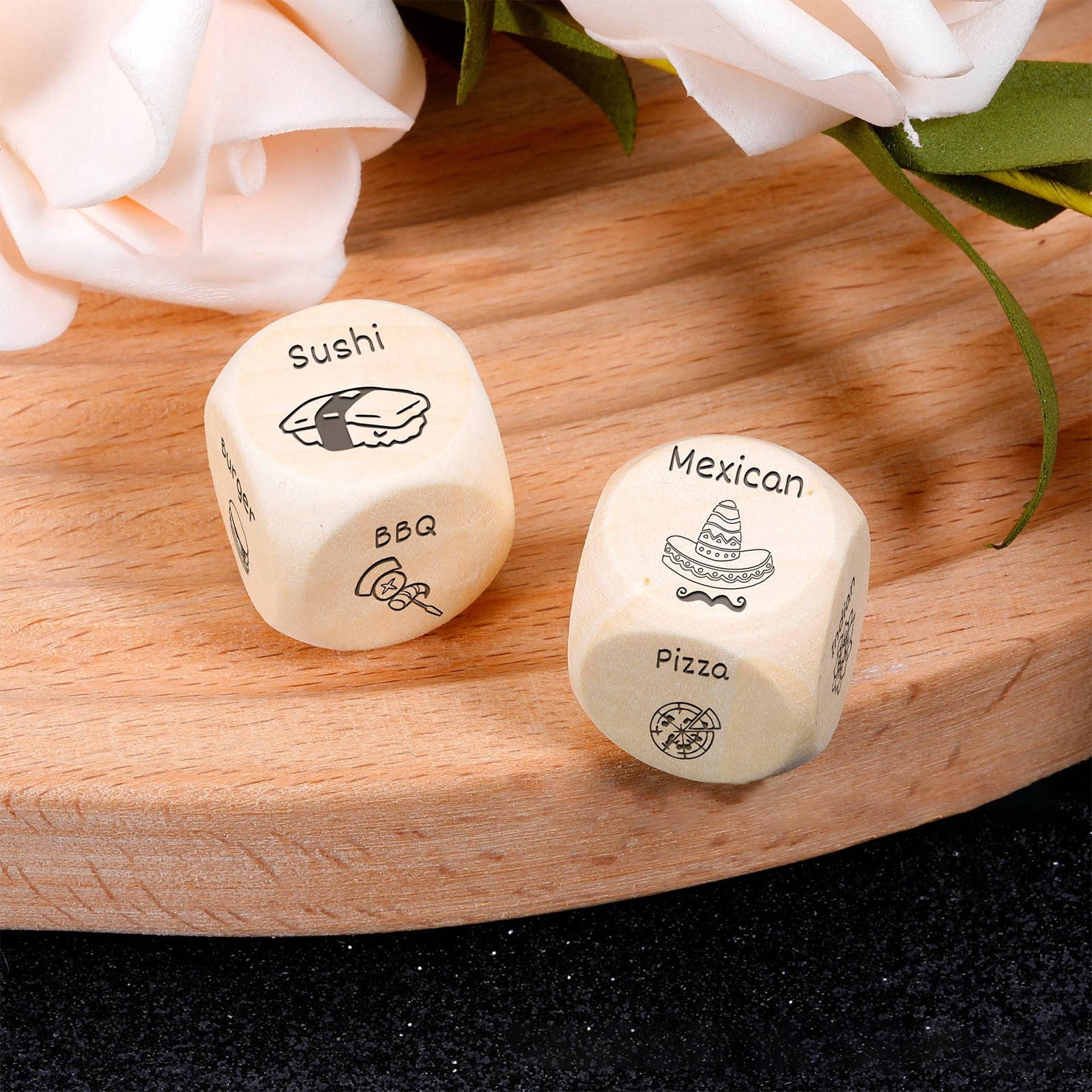 Dice Games, Food Decision Dice Gift Wooden Multi Sided Dice Game Board ...