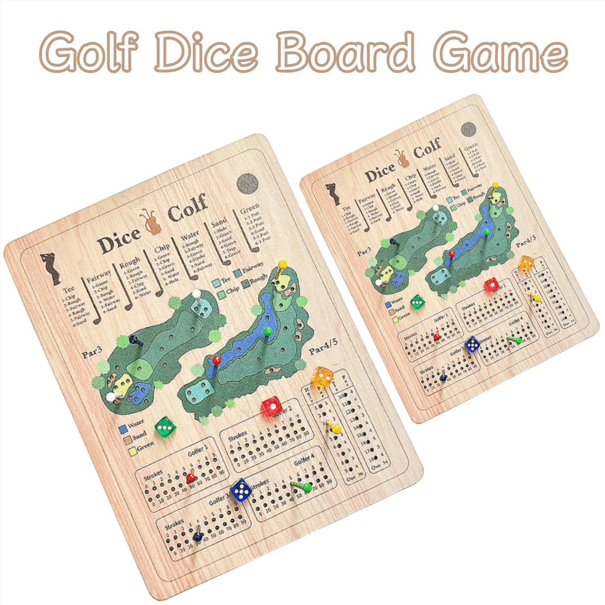 Dice Golf Game, A Fun and Challenging Golf Dice Board Game, Wooden Tabletop Golf Board Game for ...