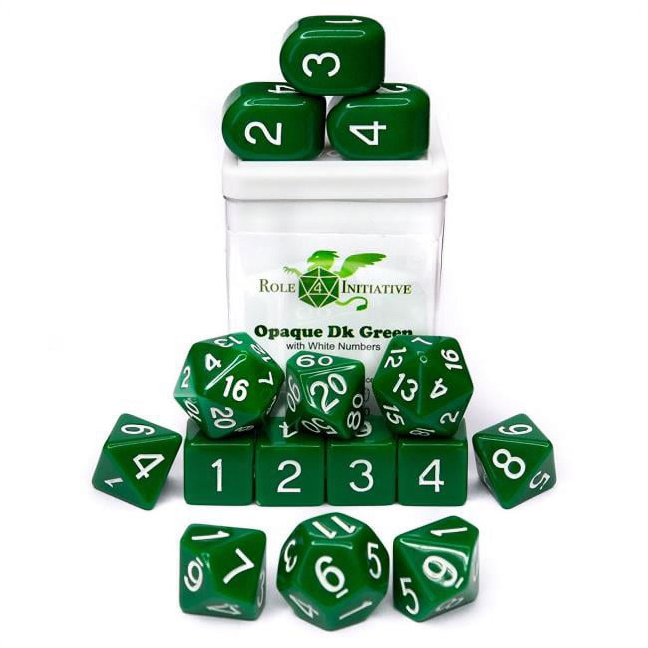 Dice, Opaque DarK Green with White Number - Set of 15 - Walmart.com
