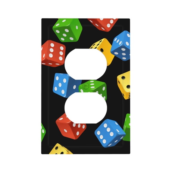 Dice Pattern Colorful Cube Duplex Wall Plate 1 Gang Decorative ...