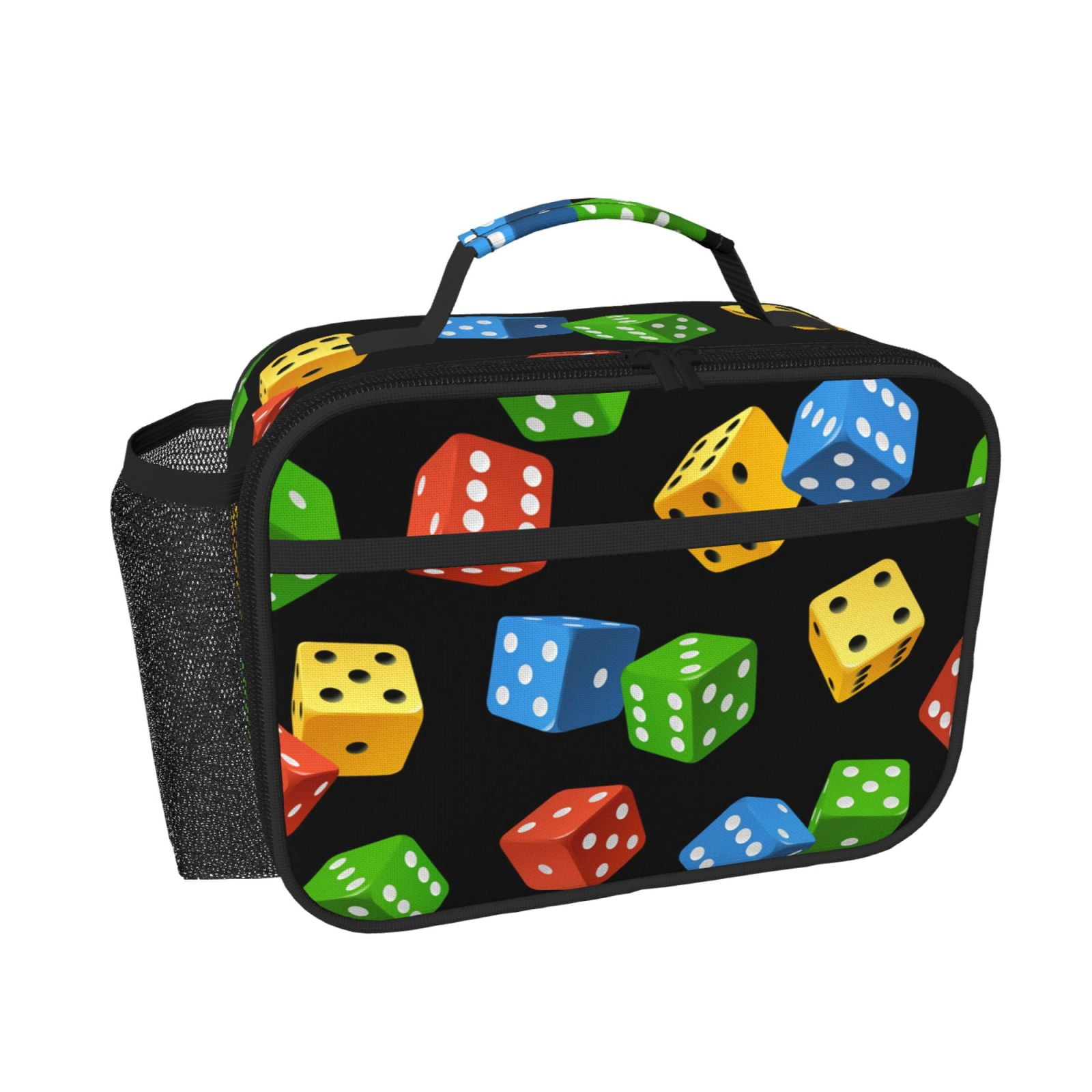 Dice Pattern Colorful Cube Insulated Lunch Bag, Thermal Meal Prep Tote ...