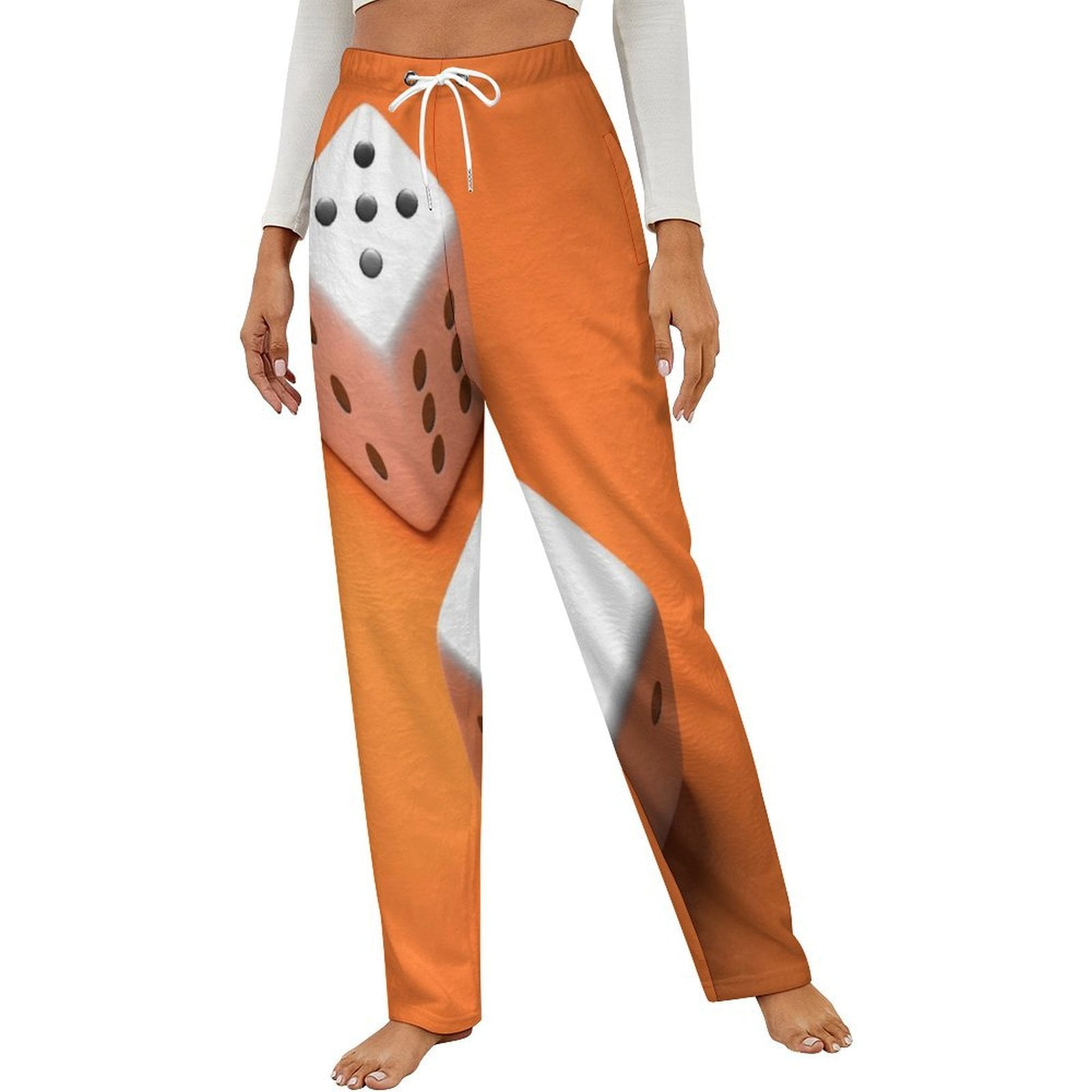 Dice Winter Female Pants Flannel High Waist Women Pants Lady Warm ...