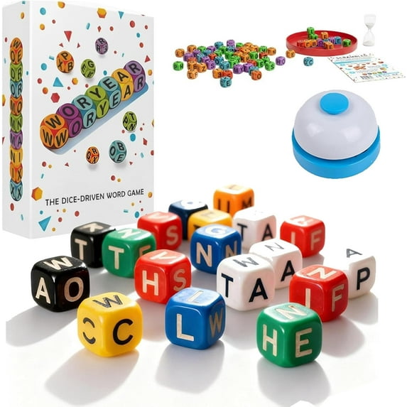 Dice Word Game, Fast-Paced Family Board Game for 1-5 Players, Letter ...