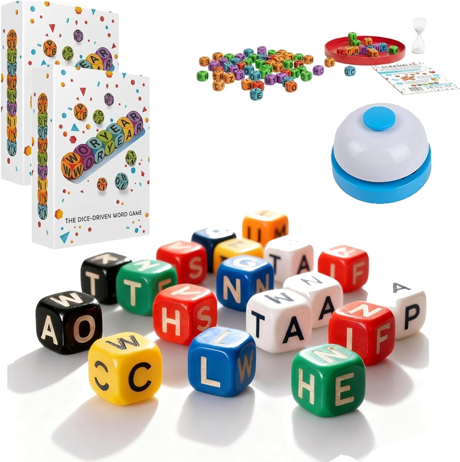 Dice Word Game, Fast-Paced Family Board Game for 1-5 Players, Letter ...