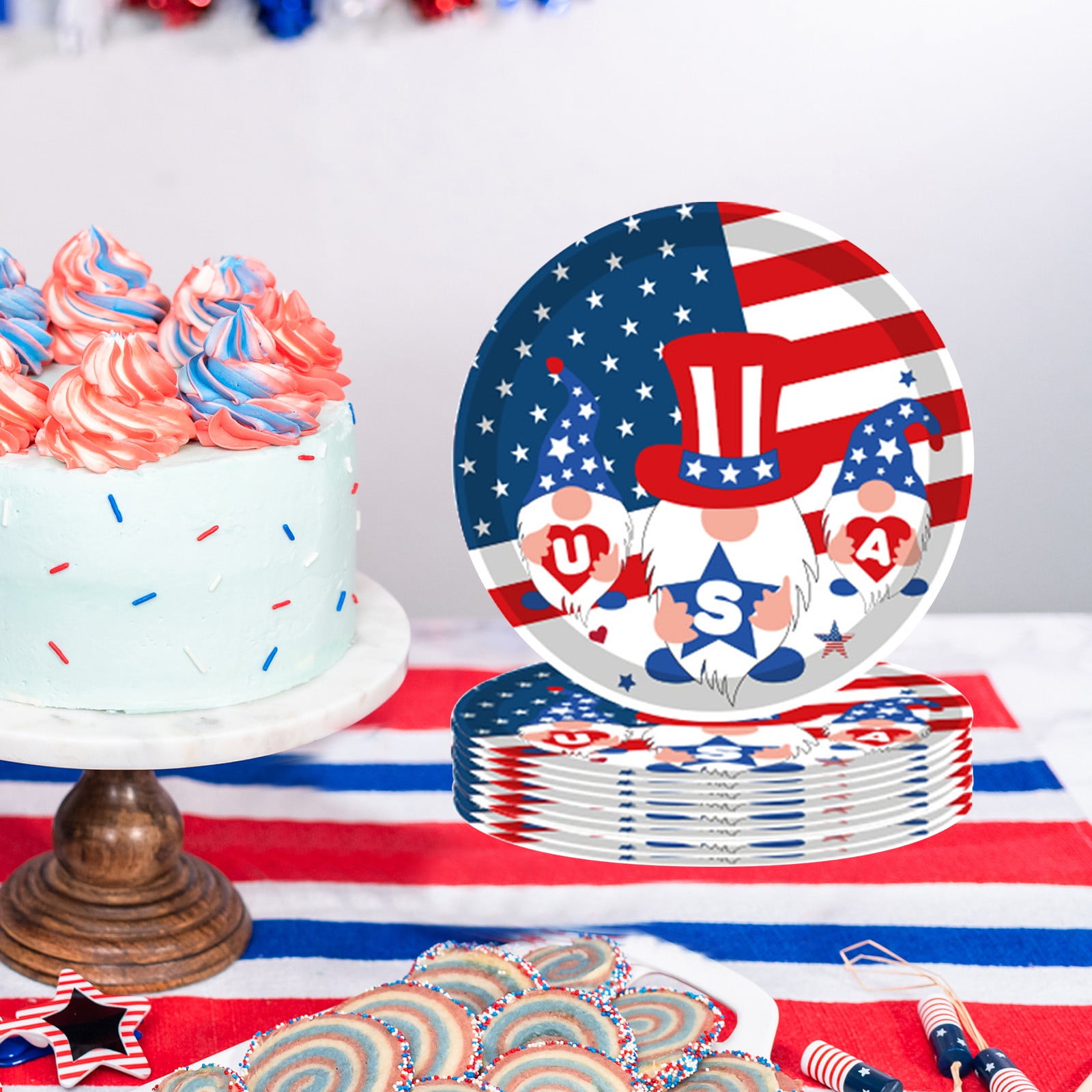 Diceymbol 20pcs Veterans Day Party Paper Plates Set, Disposable Red ...