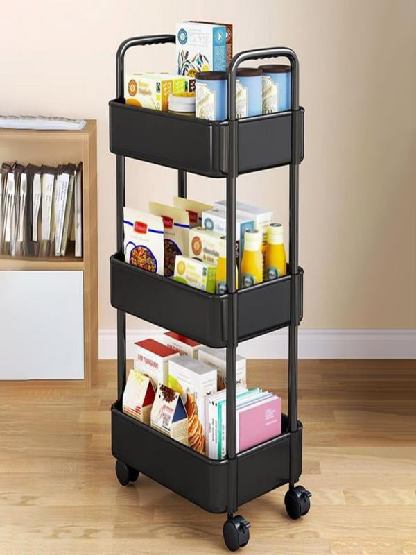 Diceymbol 3-Tier Metal Storage Rack with Wheels Mesh Shelving Unit with ...