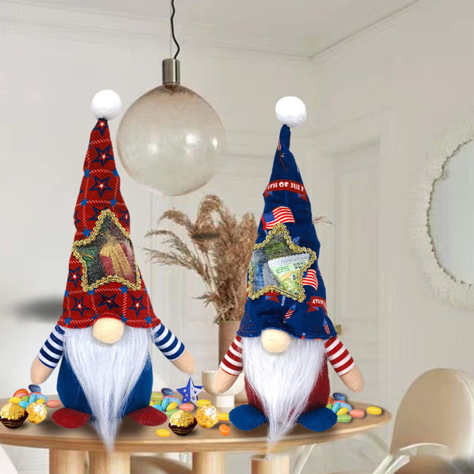 Diceymbol 4th of July Gnome Collection 2-Pack Whimsical Themed Dwarfs for Tabletop, Shelf, or ...