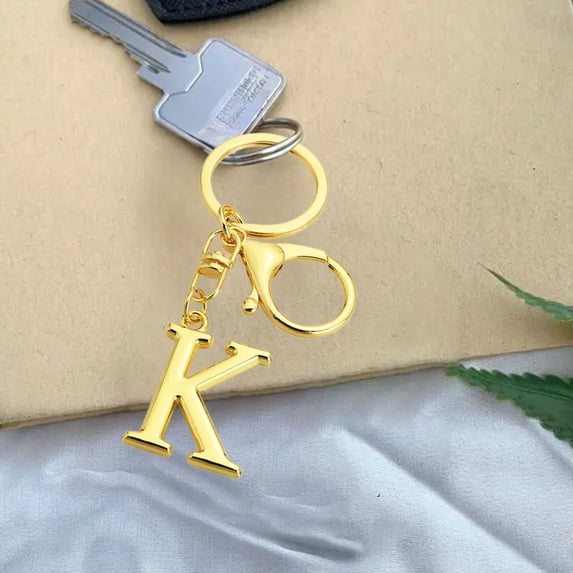 Diceymbol Alphabet Keychain Gold, Alloy Monogram Letter Pendant for Bag ...