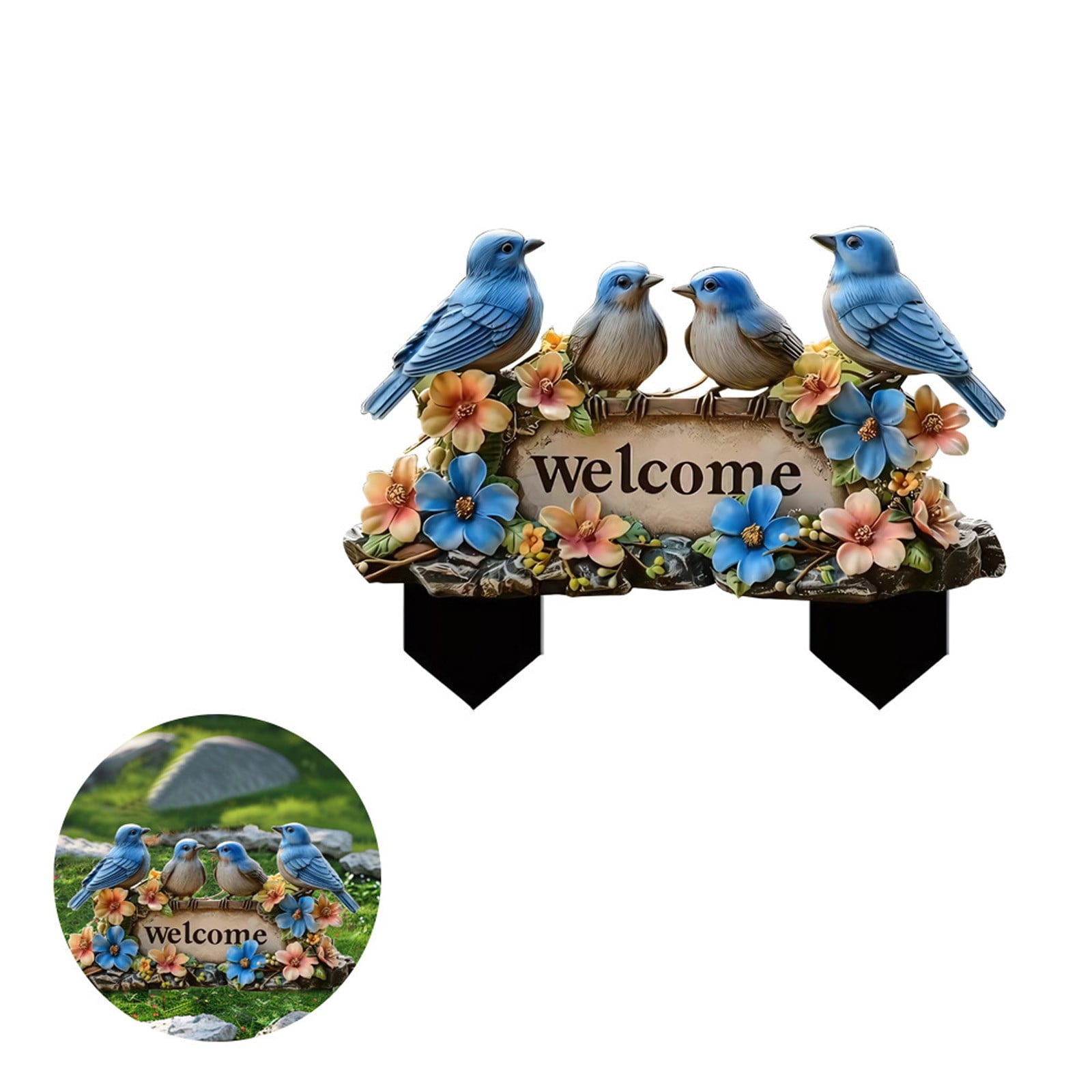 Diceymbol Blue Bird Welcome Garden Stake 2D Acrylic Outdoor Decor ...