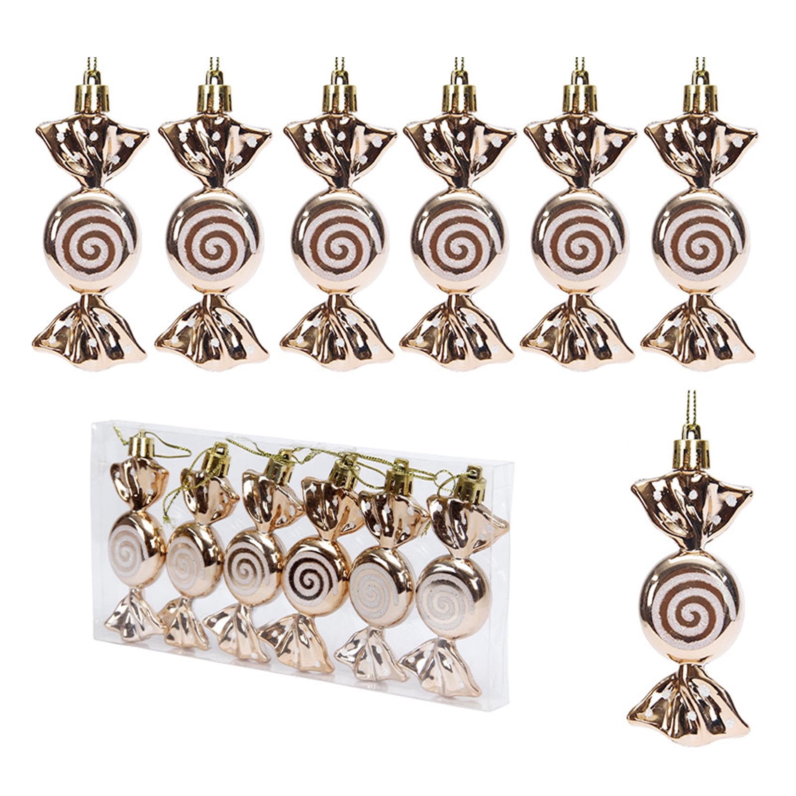 Diceymbol Colorful Hand Painted Spiral Candy Ornaments Shiny ...