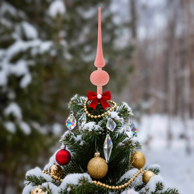 Diceymbol Flocking Gourd Christmas Tree Topper, 12-Inch Long Pointed ...