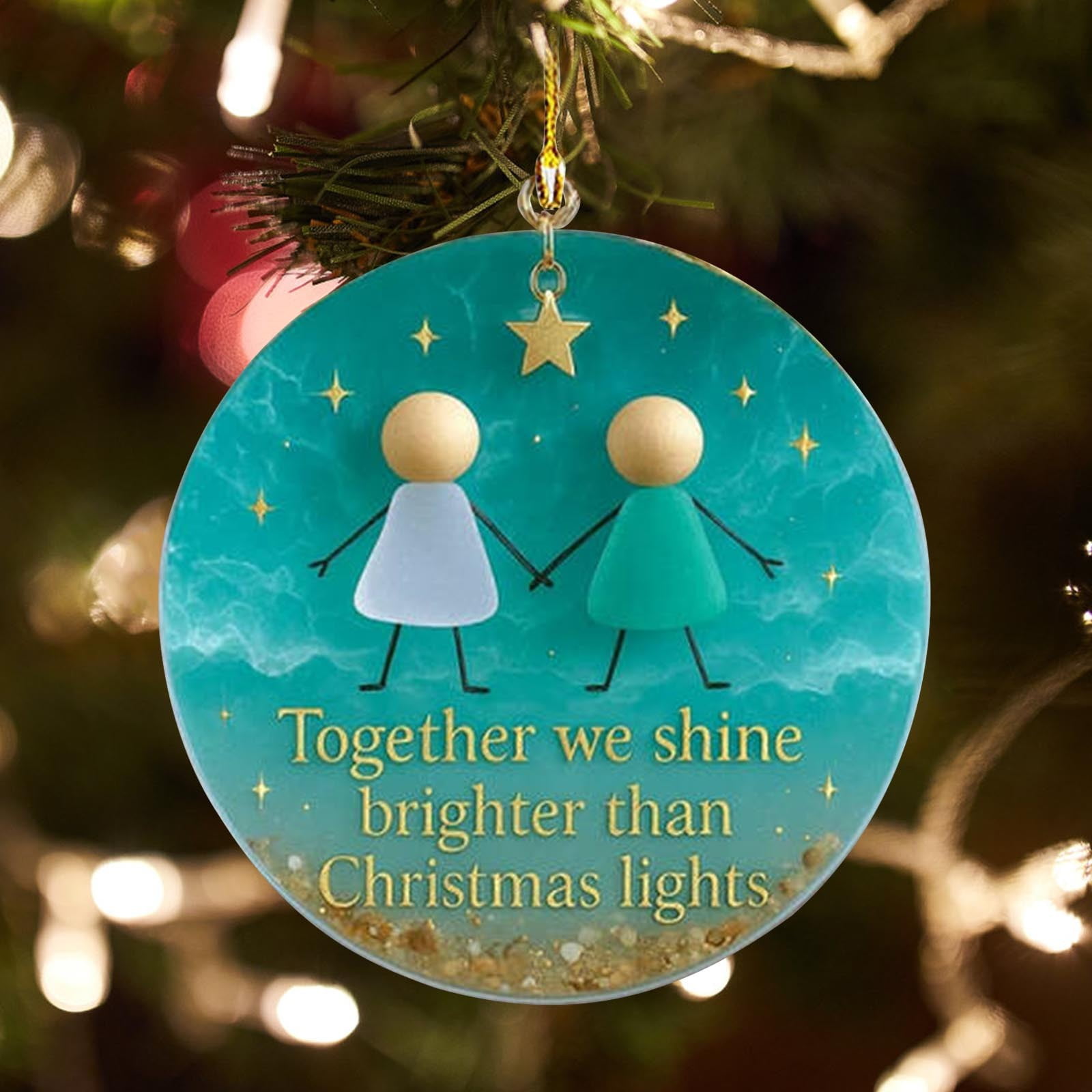 Diceymbol Friendship Sea Glass Christmas Ornament, Handcrafted Holiday ...
