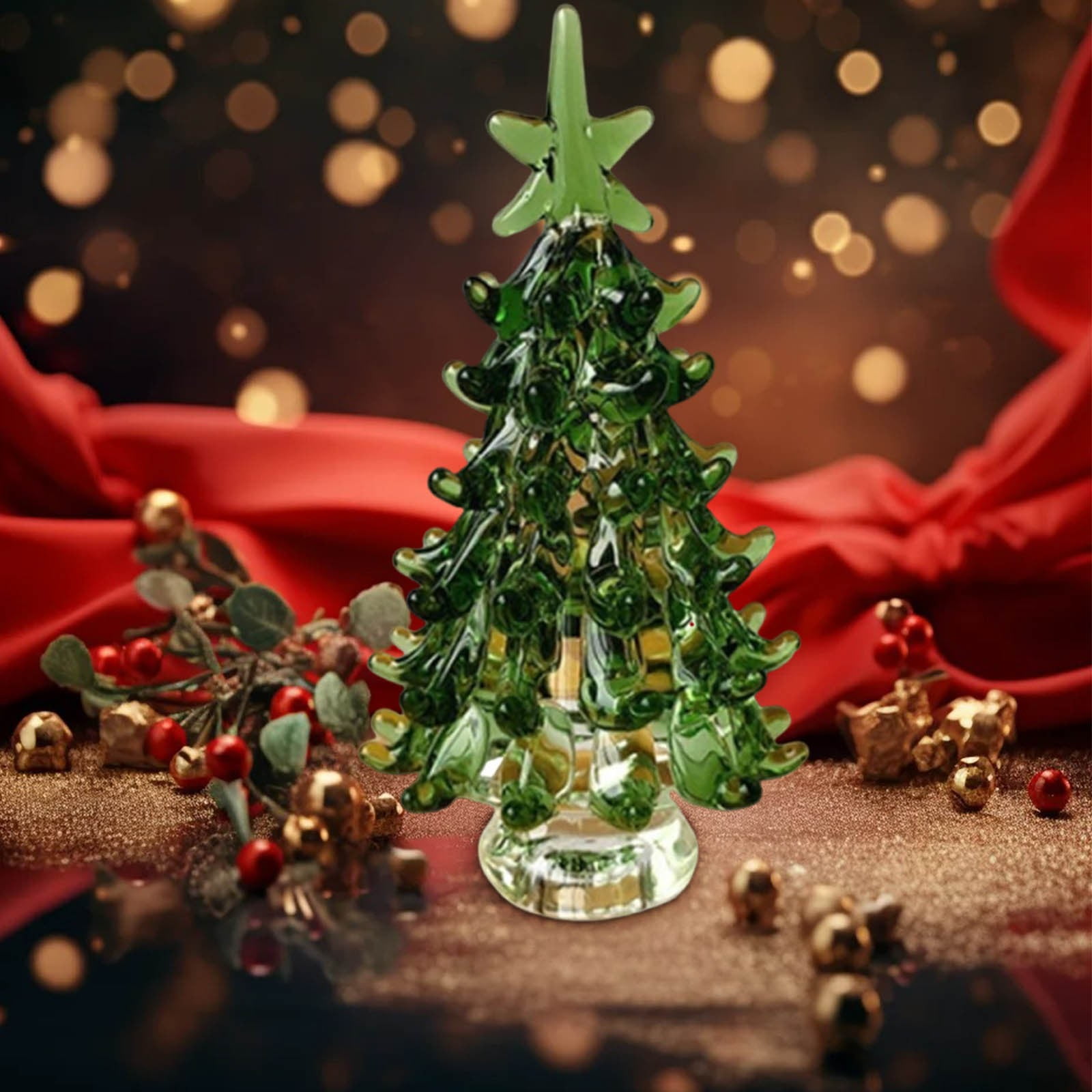 Diceymbol Glass Christmas Tree With Starfish Design Mini Holiday Decor ...