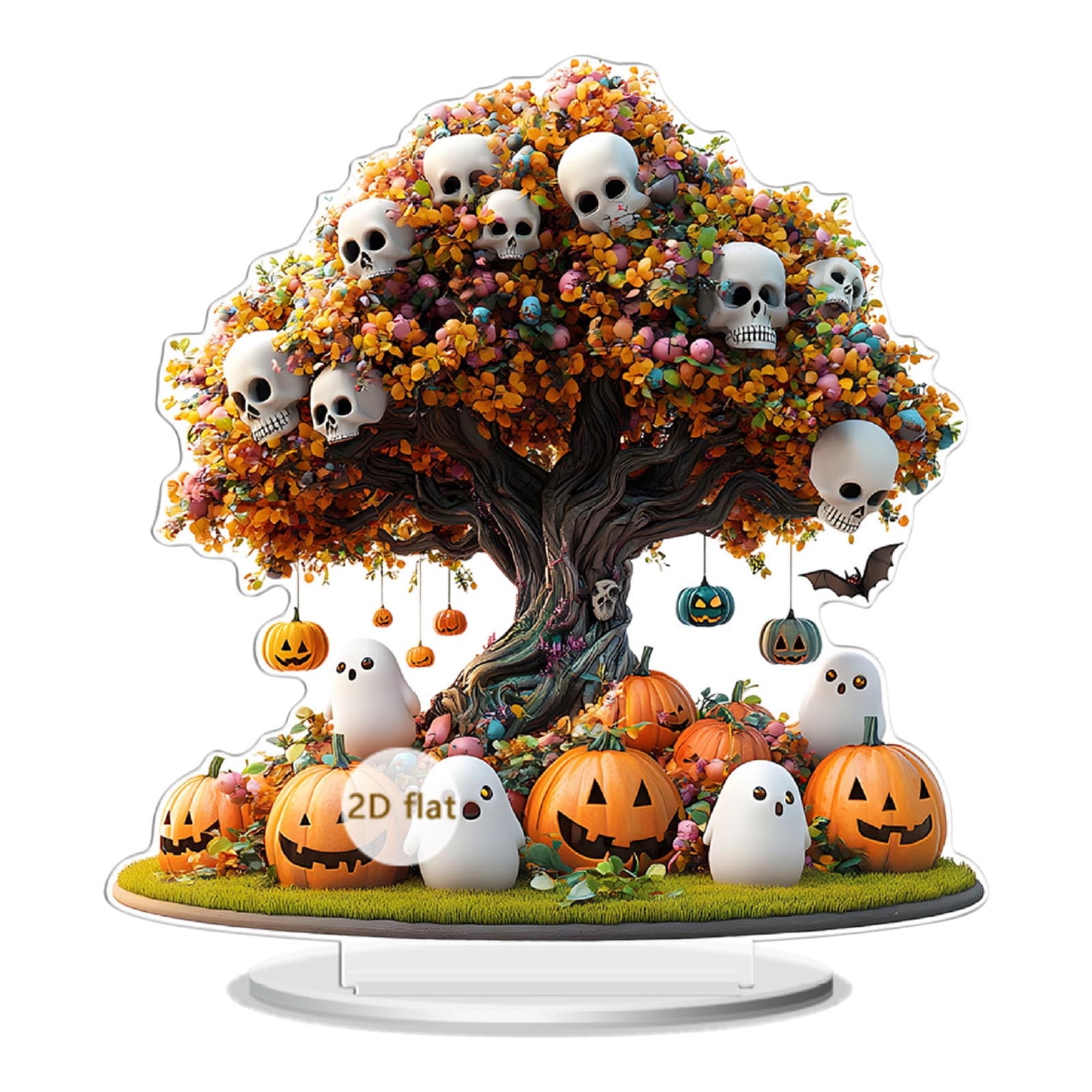 Diceymbol Halloween Acrylic Figurine Set Spooky Ghost Pumpkin Skeleton ...