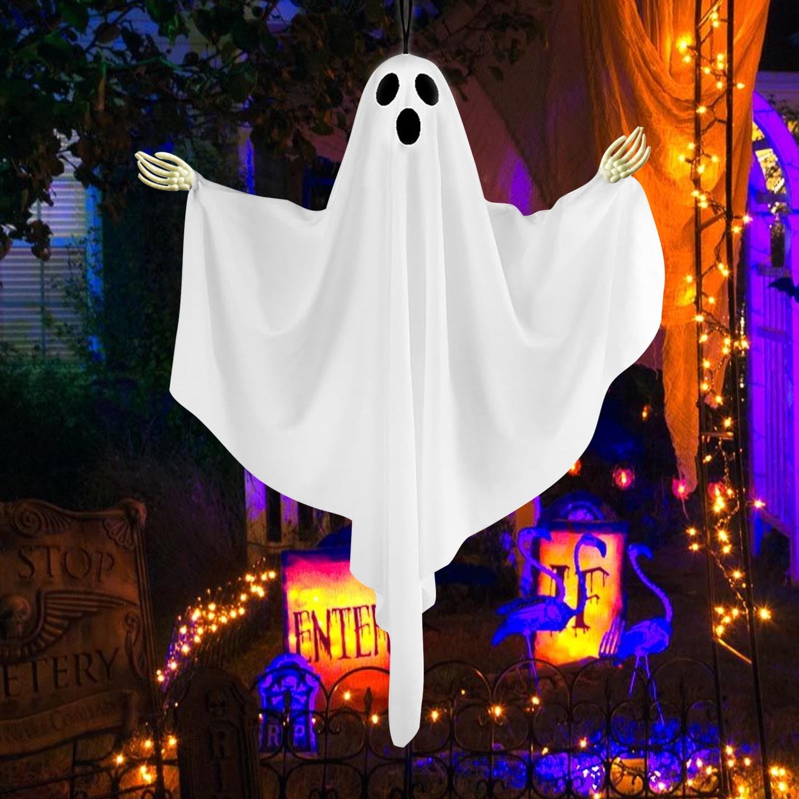 Diceymbol Halloween Ghost Hanging Ornament Scary/Cute Ghost with Hand ...