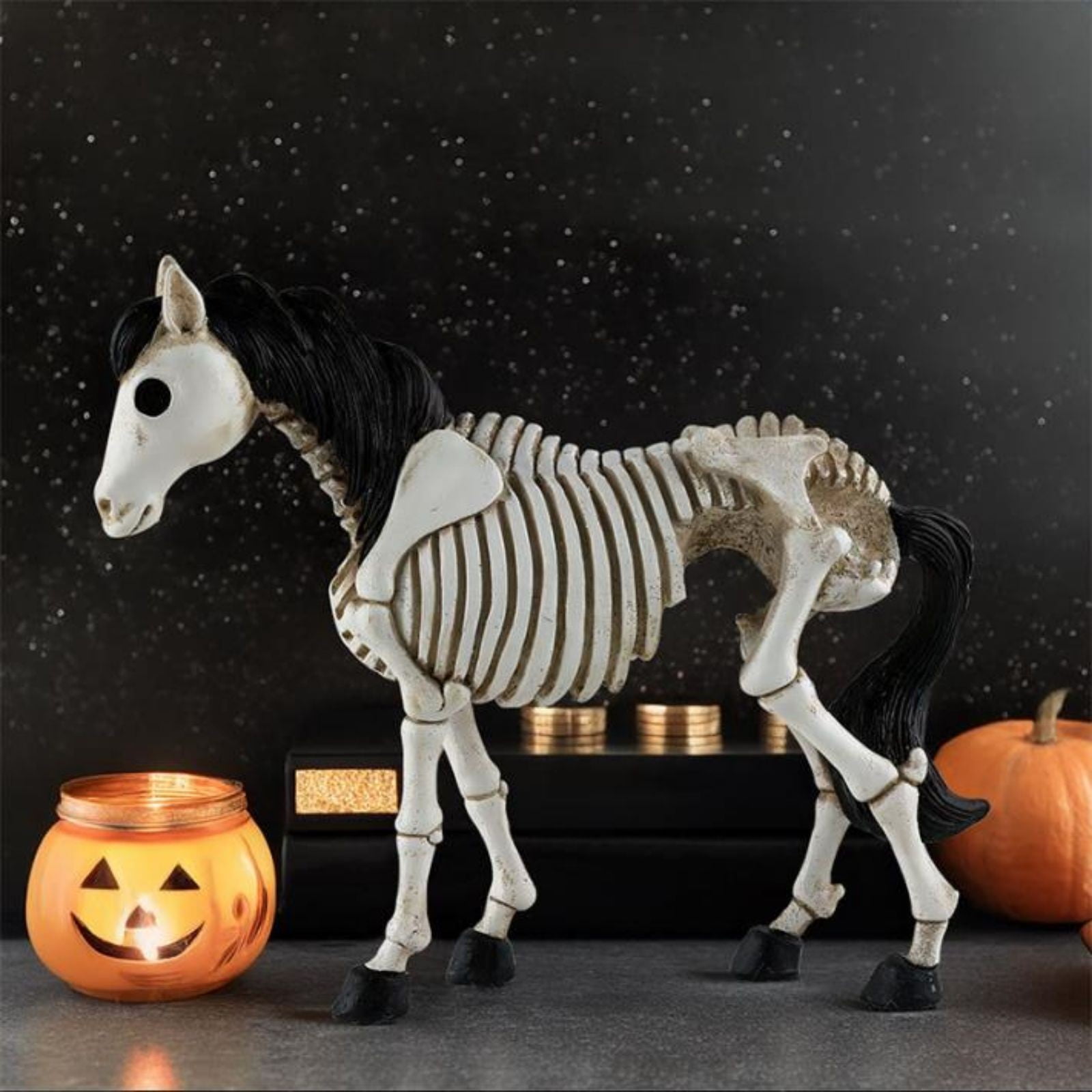 Diceymbol Halloween Skeleton Horse Decor Gothic Resin Figurine for Home ...
