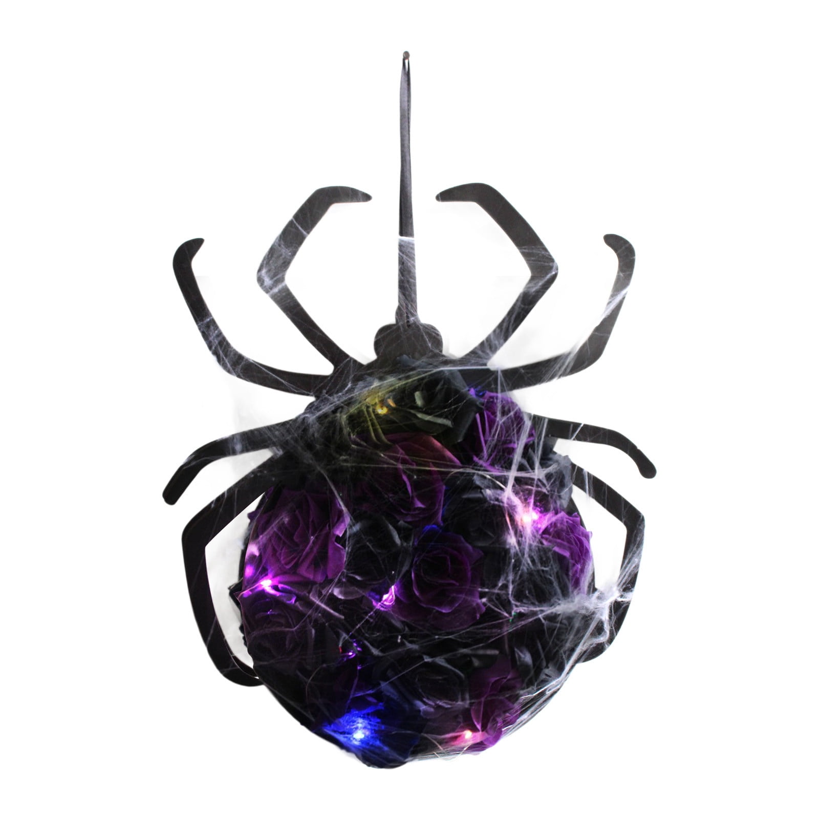 Diceymbol Halloween Spider Rose Wreath 15.75in Glow-in-the-Dark Door ...