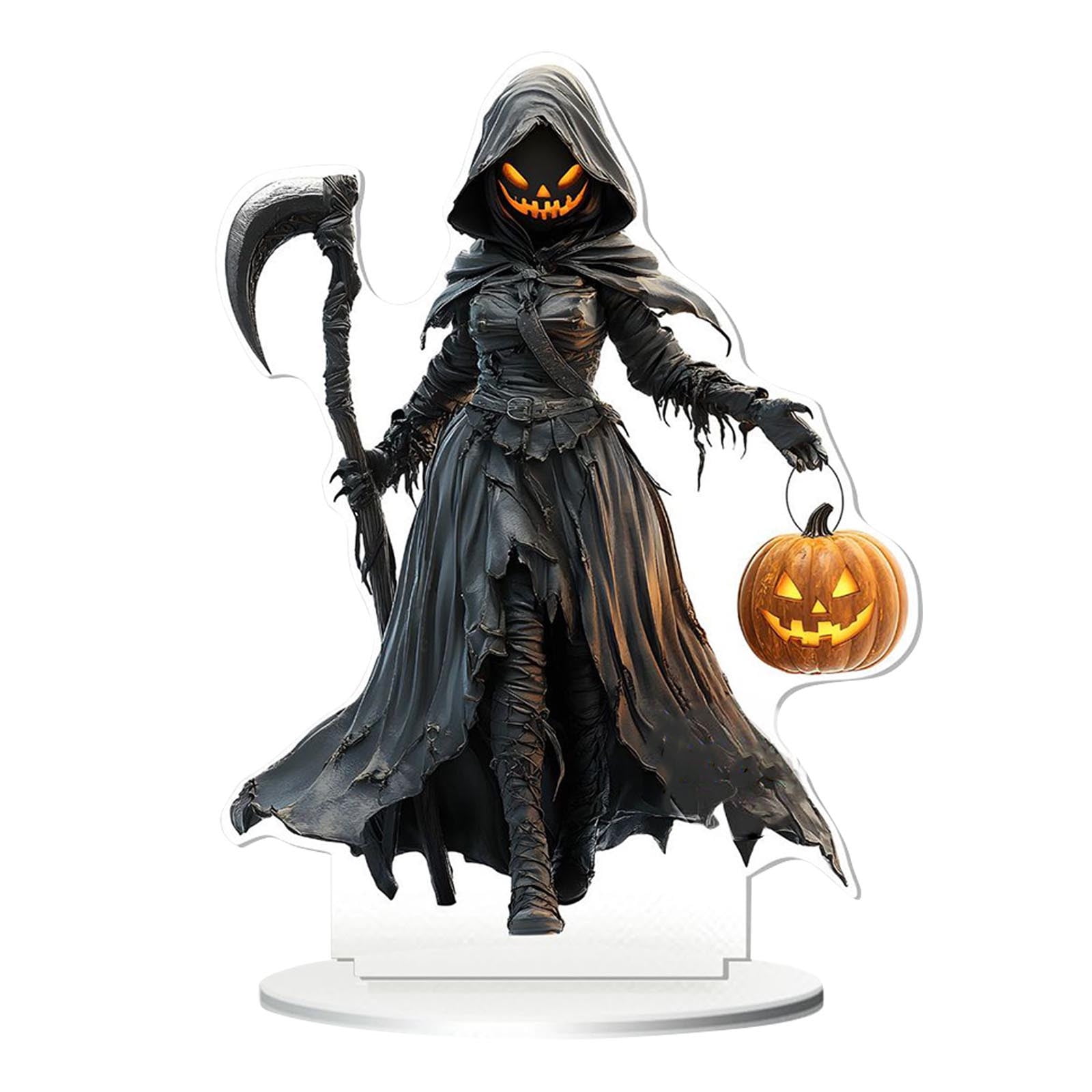 Diceymbol Halloween Witch Figurine with Scythe 2D Acrylic Spooky Decor ...