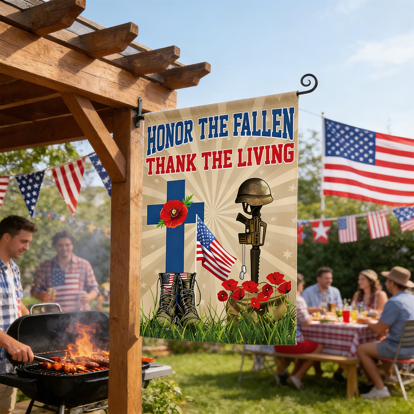 Diceymbol Memorial Day Yard Flag Double Sided Weather Resistant for ...