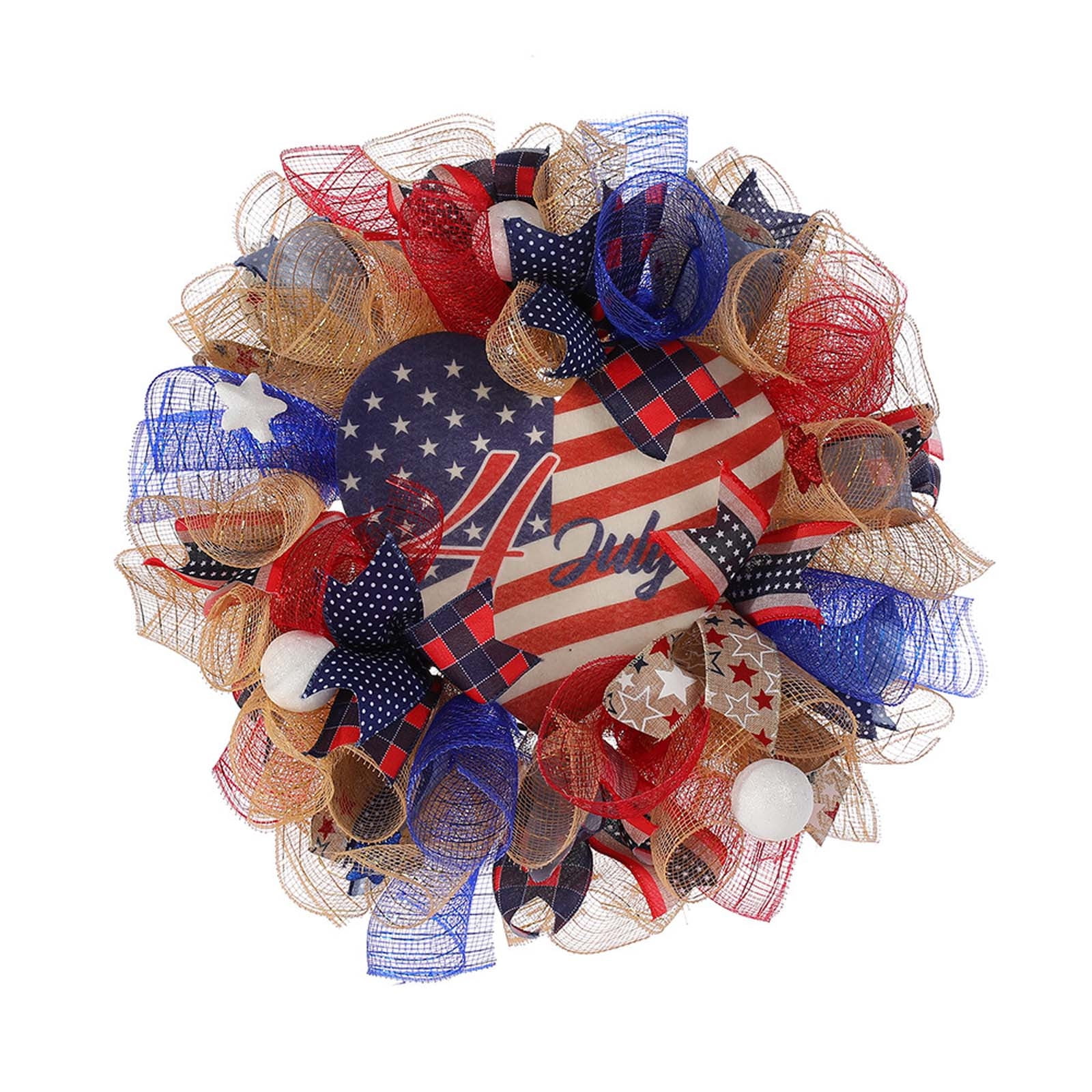 Diceymbol Patriotic Front Door Wreath All-Weather Plastic Holiday ...