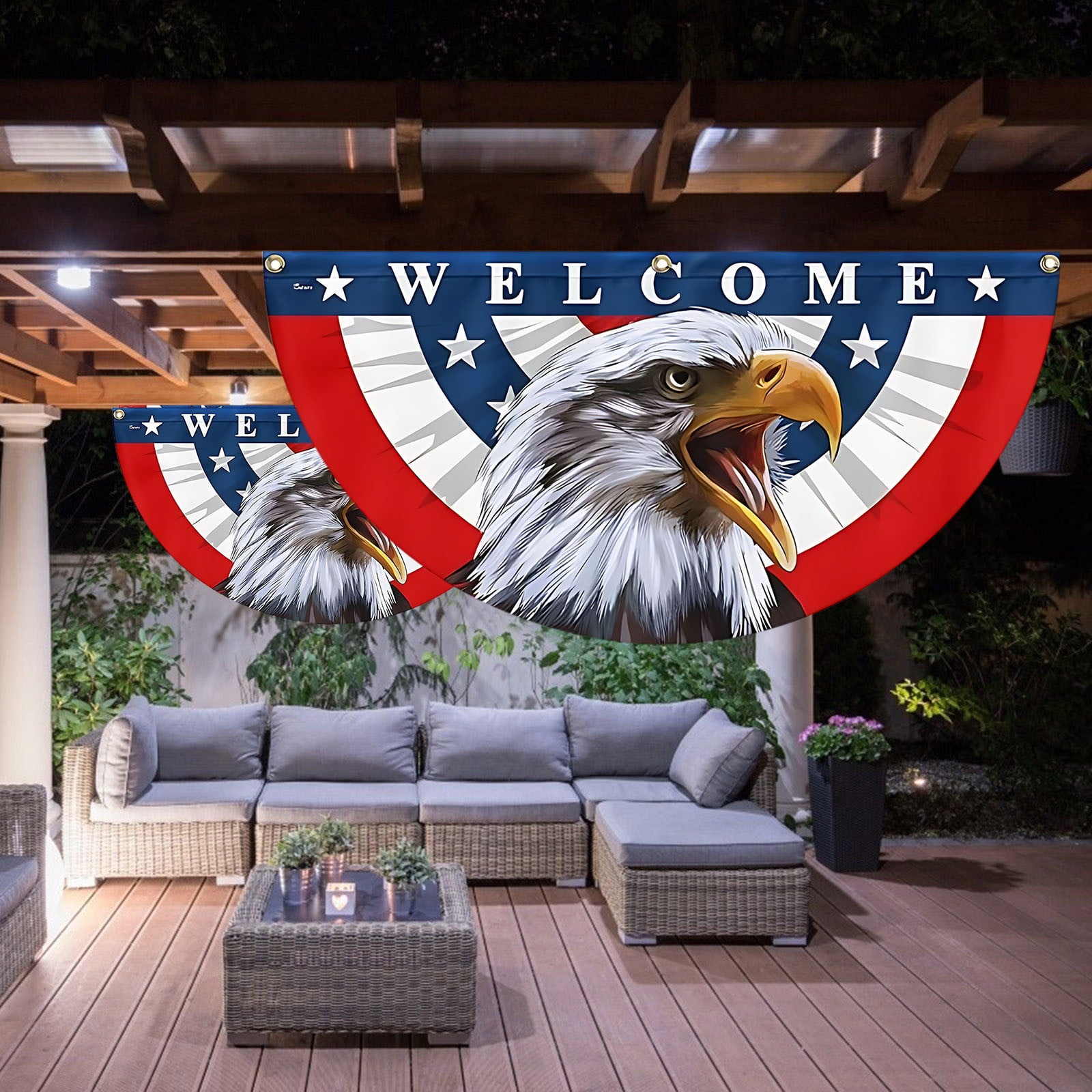 Diceymbol Patriotic Half-Round Flag 35.4 Inch Star Spangled Outdoor ...