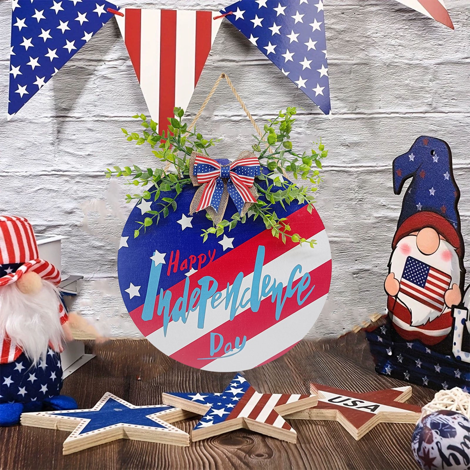 Diceymbol Patriotic Porch Sign Decor Solid Wood Hanging Board for ...