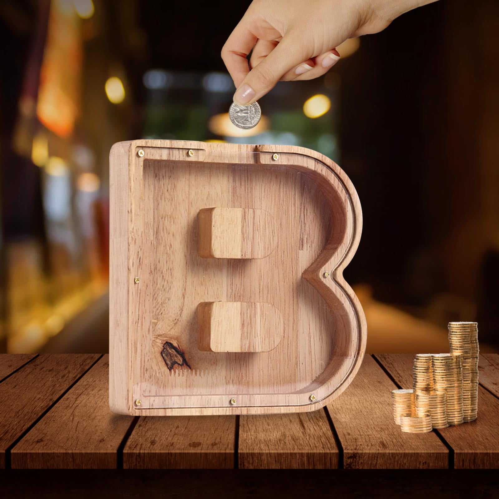 Diceymbol Personalized Wooden Letter Money Box Name Deposit Bank With ...