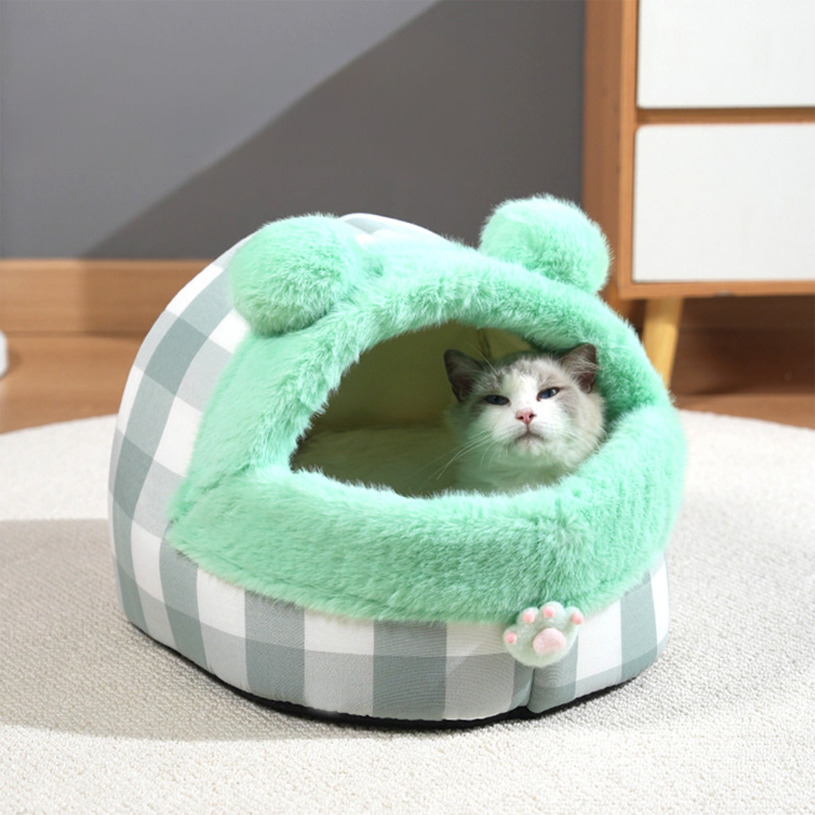 Diceymbol Portable Cat Cave with Orthopedic Support Thick-Edged Pet Bed ...