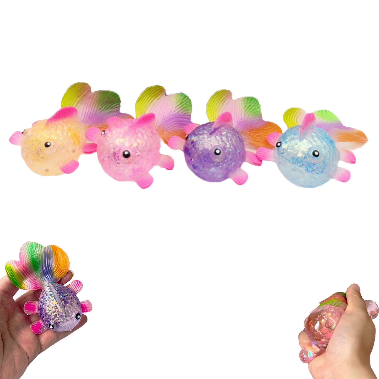 Diceymbol Rainbow Tail Goldfish Shaped Squishy Stress Reliever Glitter ...