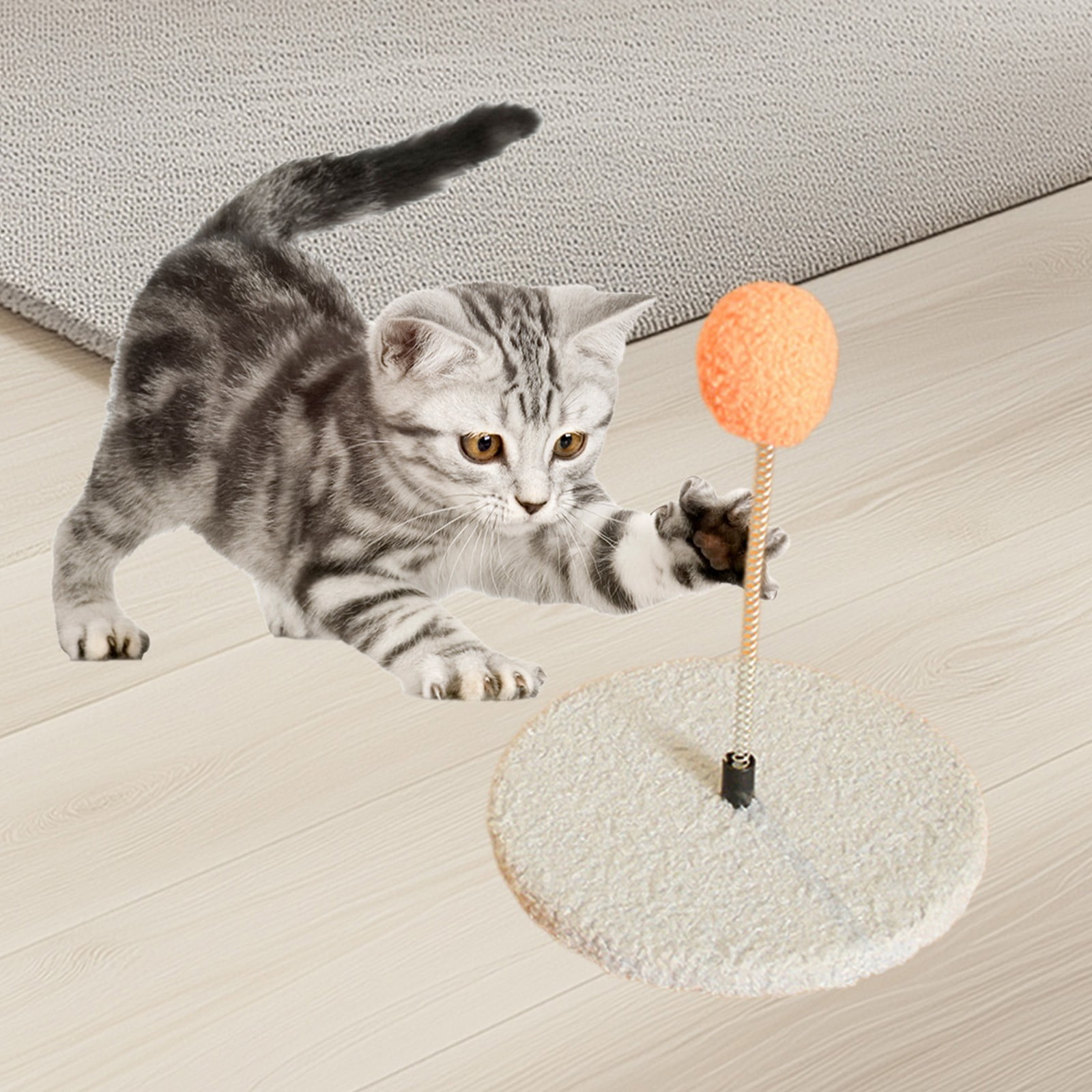 Diceymbol Self-Play Cat Toy with Spring 7.87in Wooden Climbing Frame ...