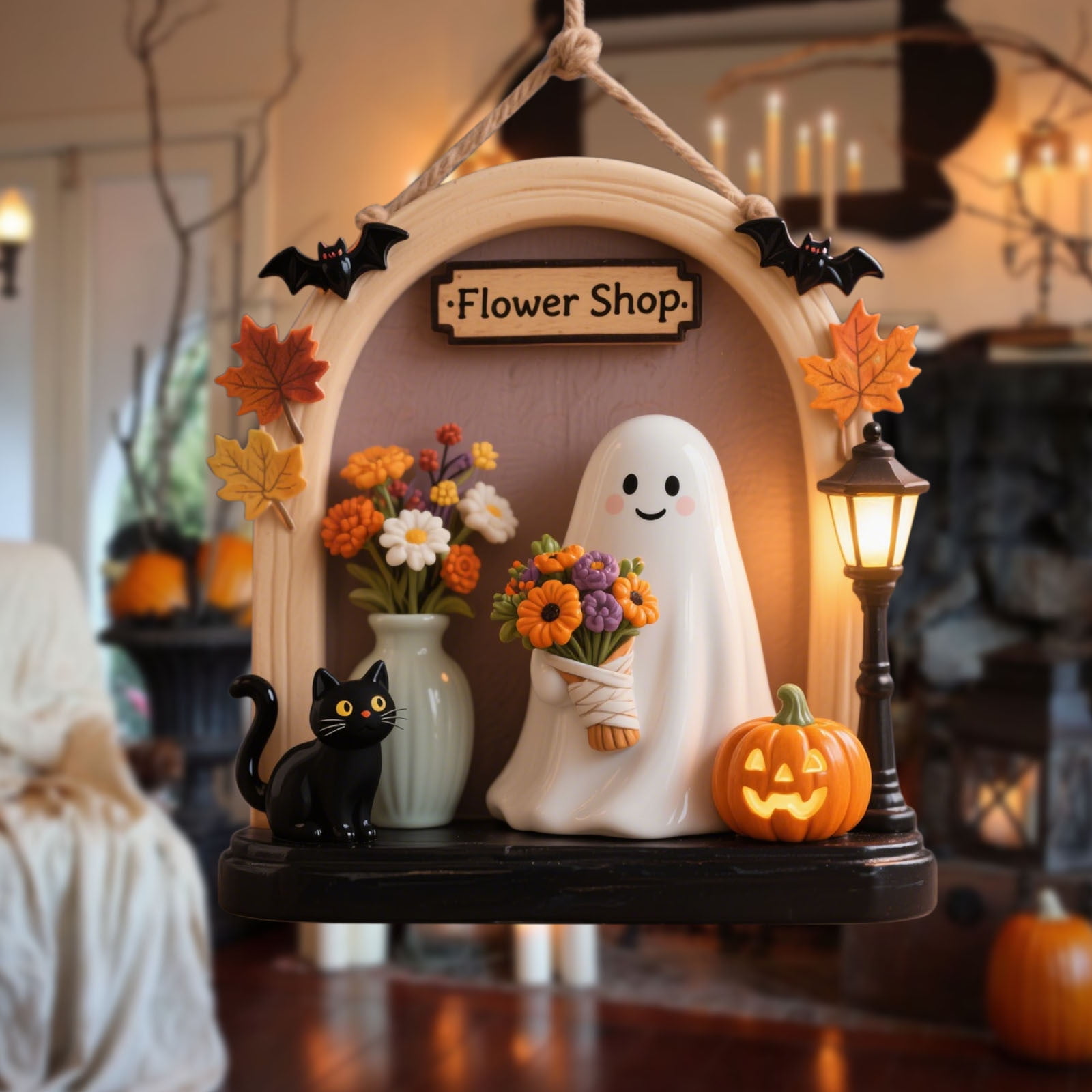 Diceymbol Spooky Cute Halloween Hanging Ornaments Friendly Ghost Scene ...