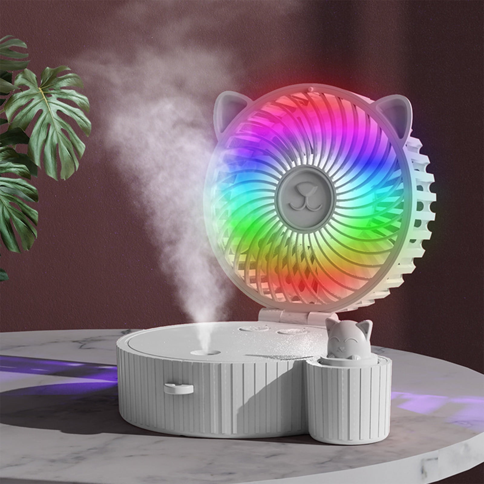 Diceymbol Upgraded Portable Handheld Misting Fan Rainbow Fan 3 Speed ...