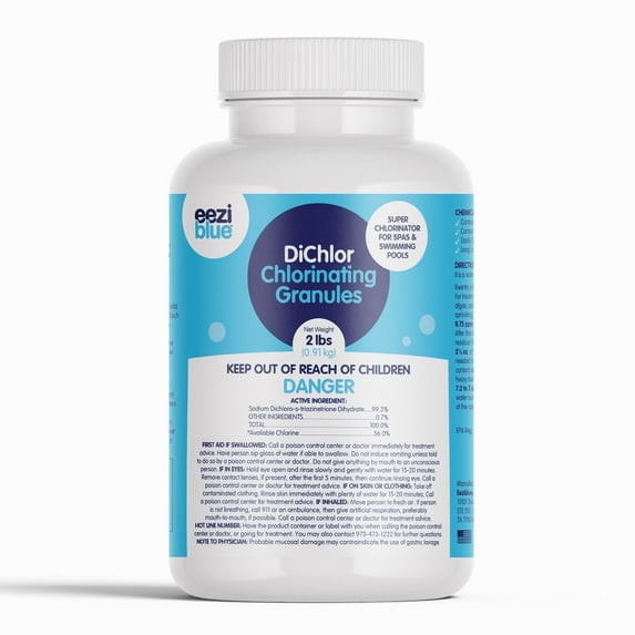 Eeziblue Chlorinating Granules - 2 lbs, Sodium DiChlor Pool Shock ...