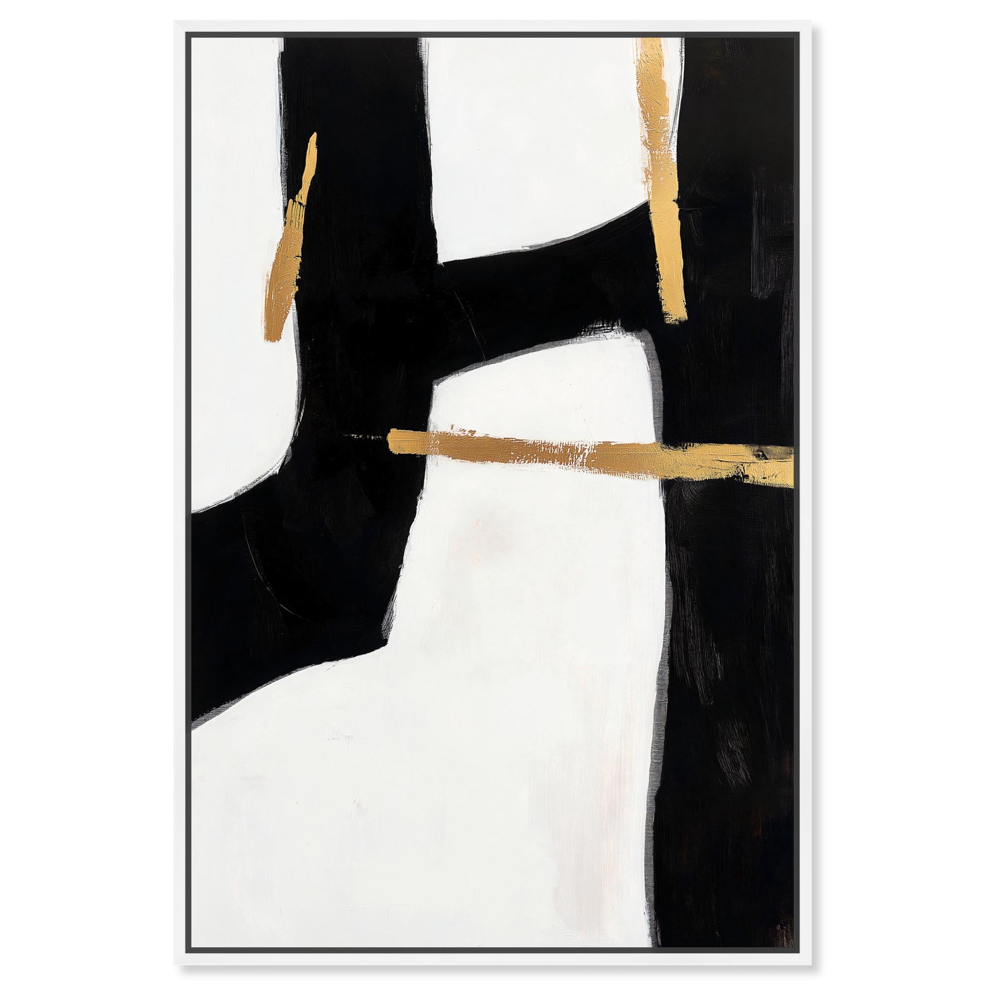 Dichotomy I Canvas Black and Gold Art by Art Remedy, White Frame, 20 x ...