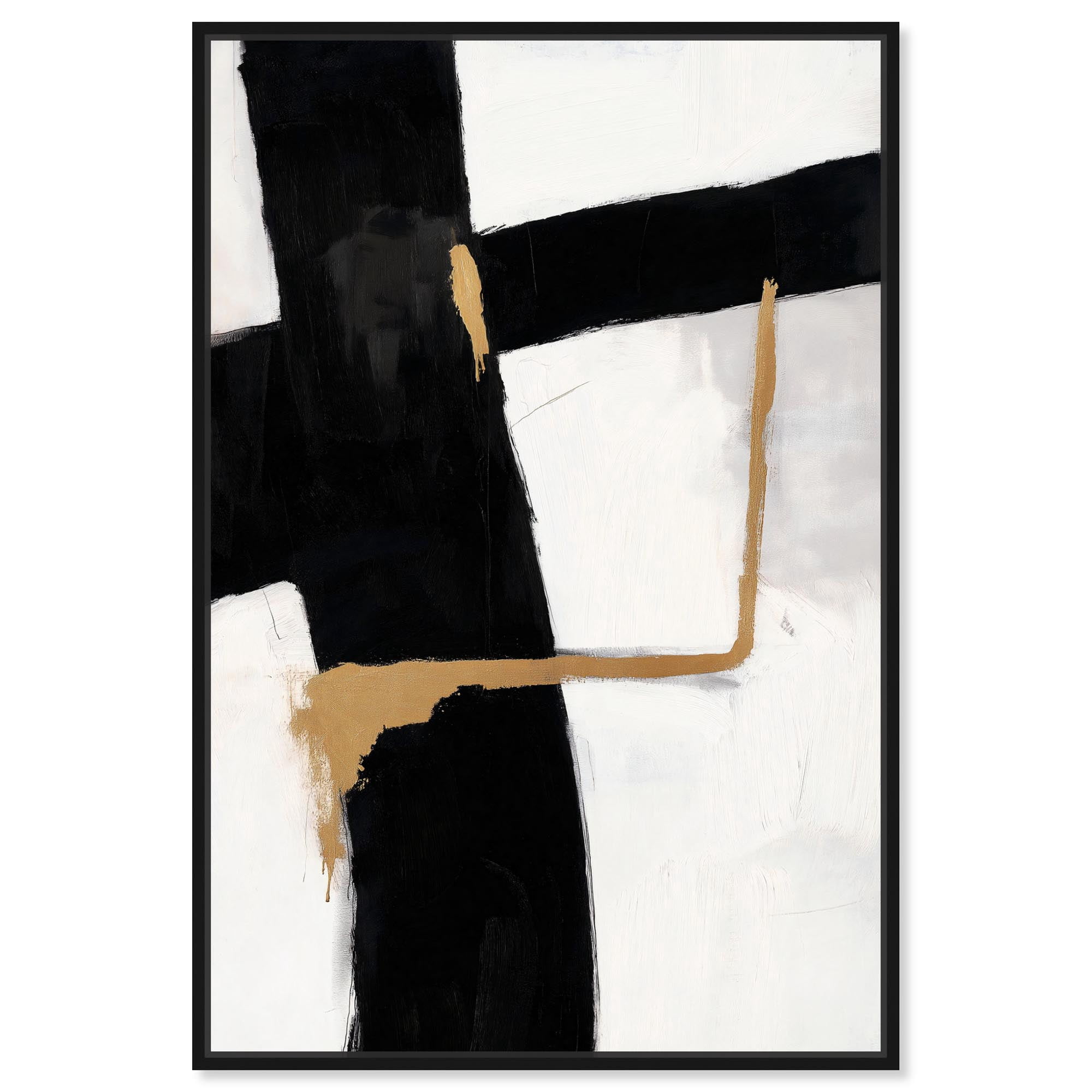 Dichotomy IV Canvas Black and Gold Art by Art Remedy, Black Frame, 16 x ...