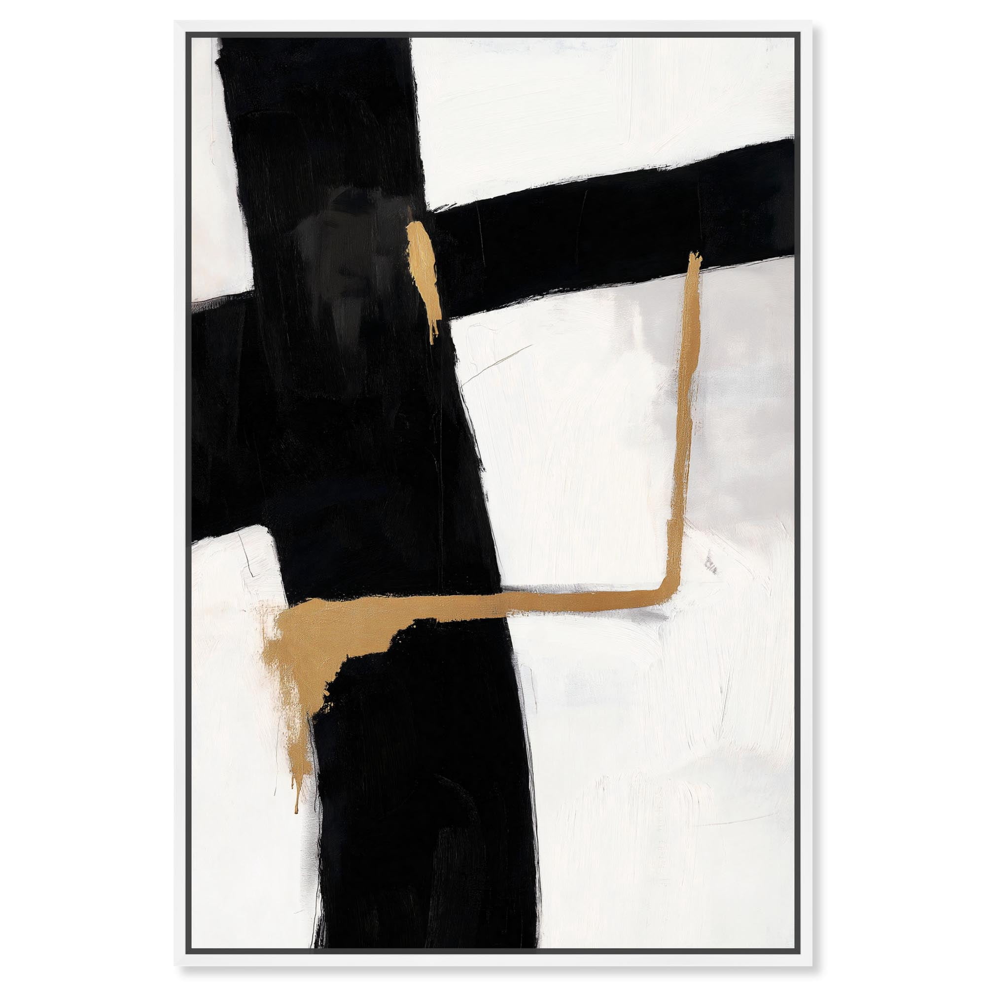 Dichotomy IV Canvas Black and Gold Art by Art Remedy, White Frame, 20 x ...