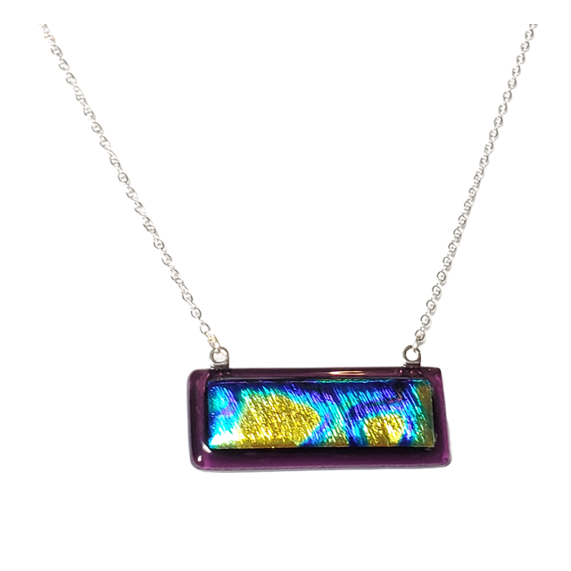 Dichroic Abstract on Purple Fused Glass Bar Necklace - Walmart Business ...