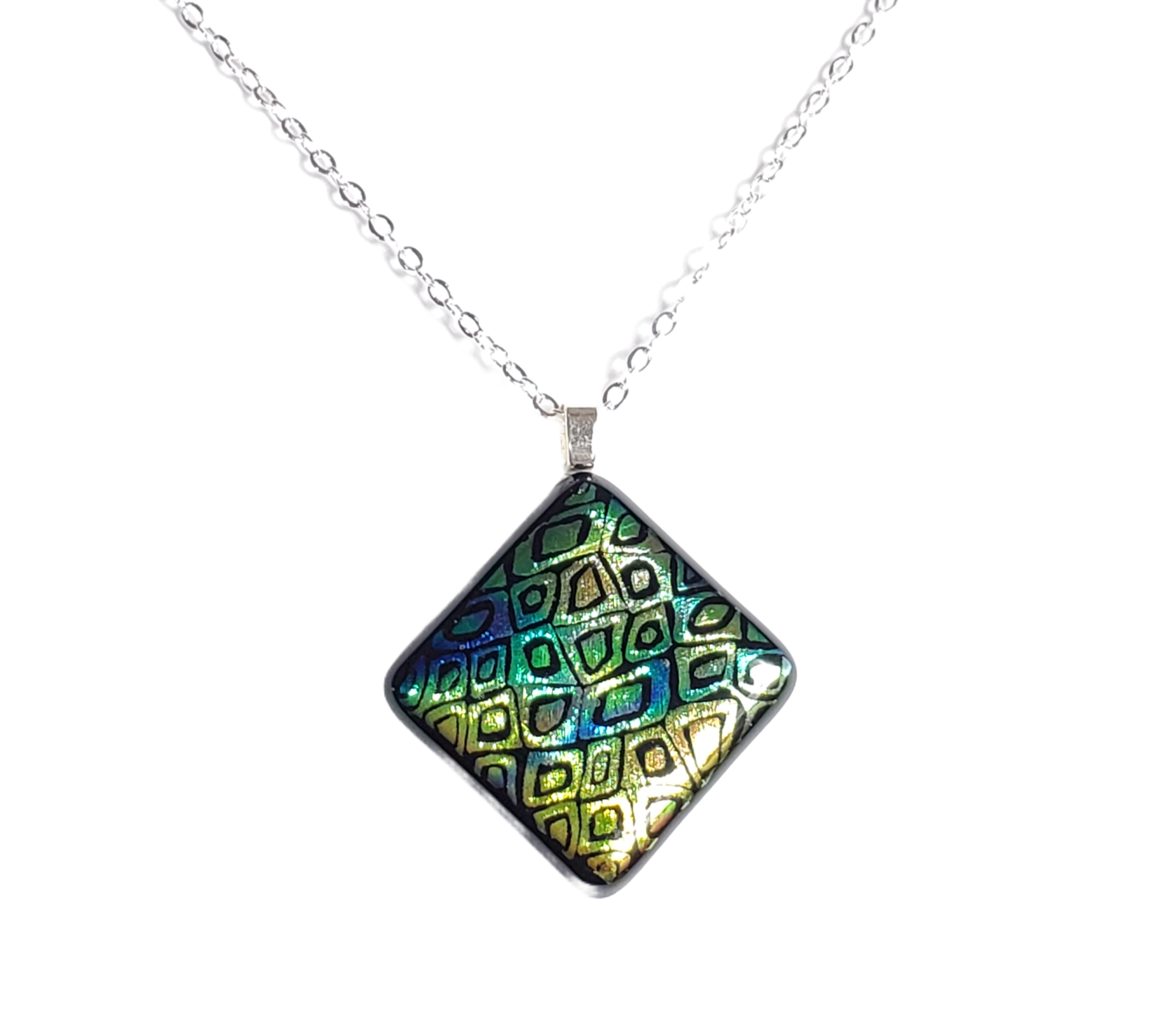 Dichroic Yellow and Green Cells Fused Glass Necklace - Walmart.com