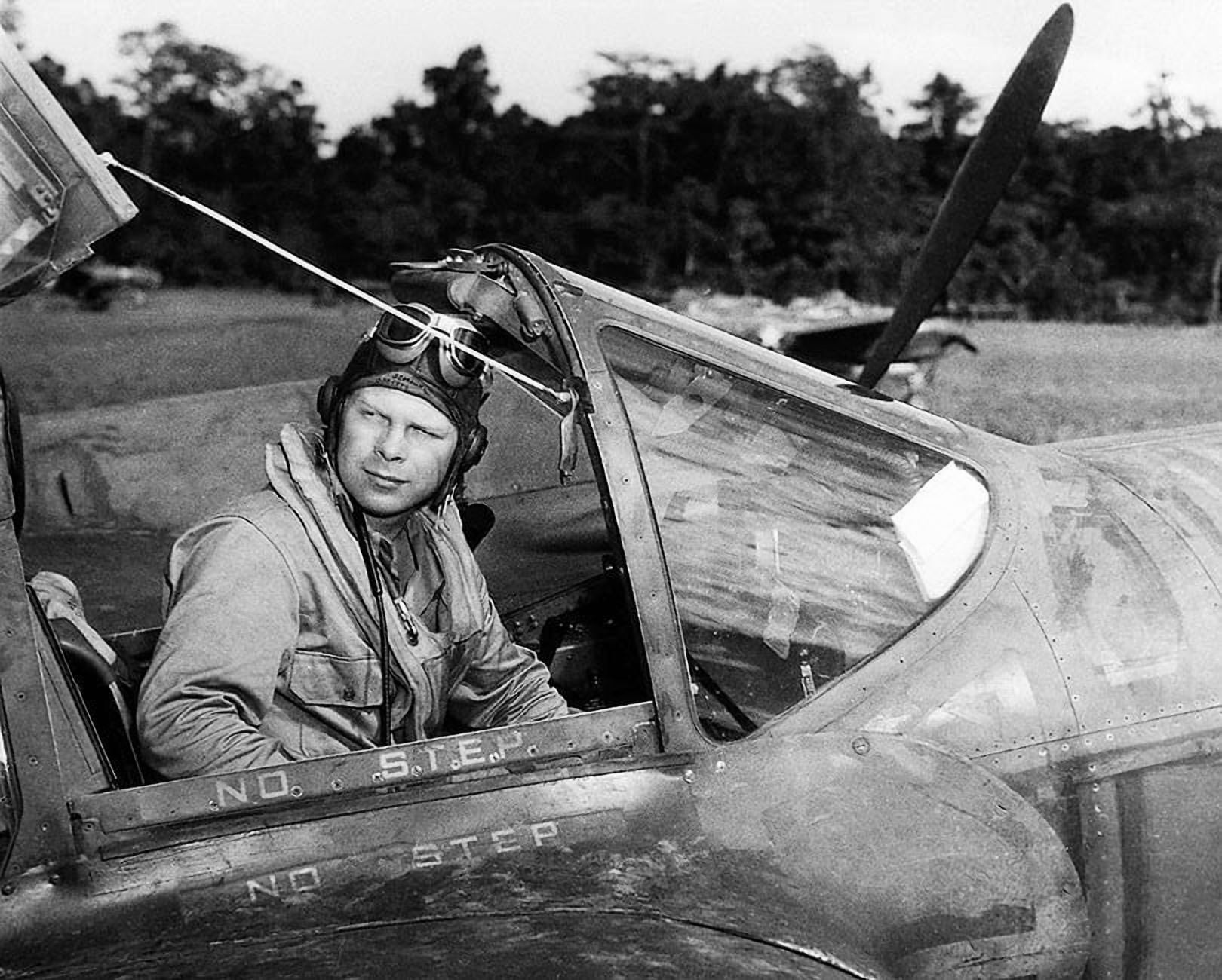 Dick Bong WWII Fighter Ace in P-38 Cockpit - 24x36 Inch Laminated ...