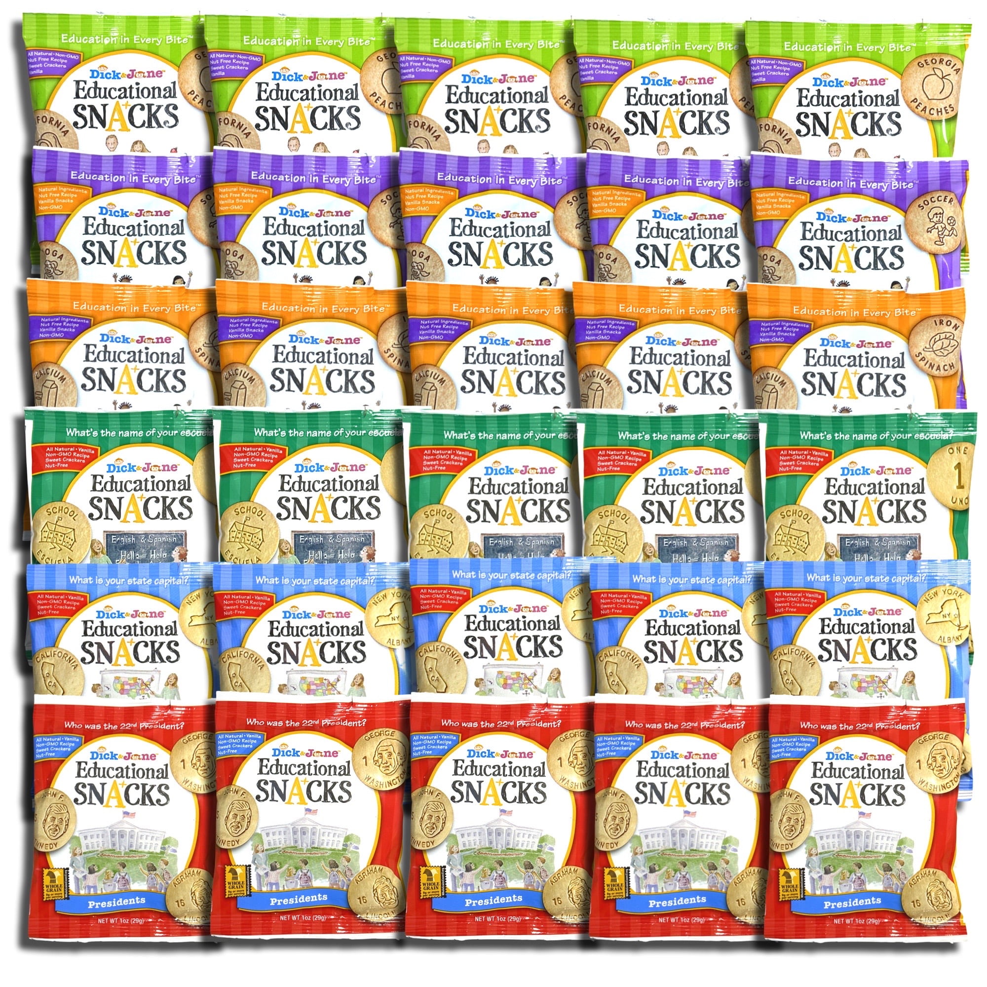 Dick & Jane Educational Snack Crackers | 1oz Variety Pack | 6 Unique ...