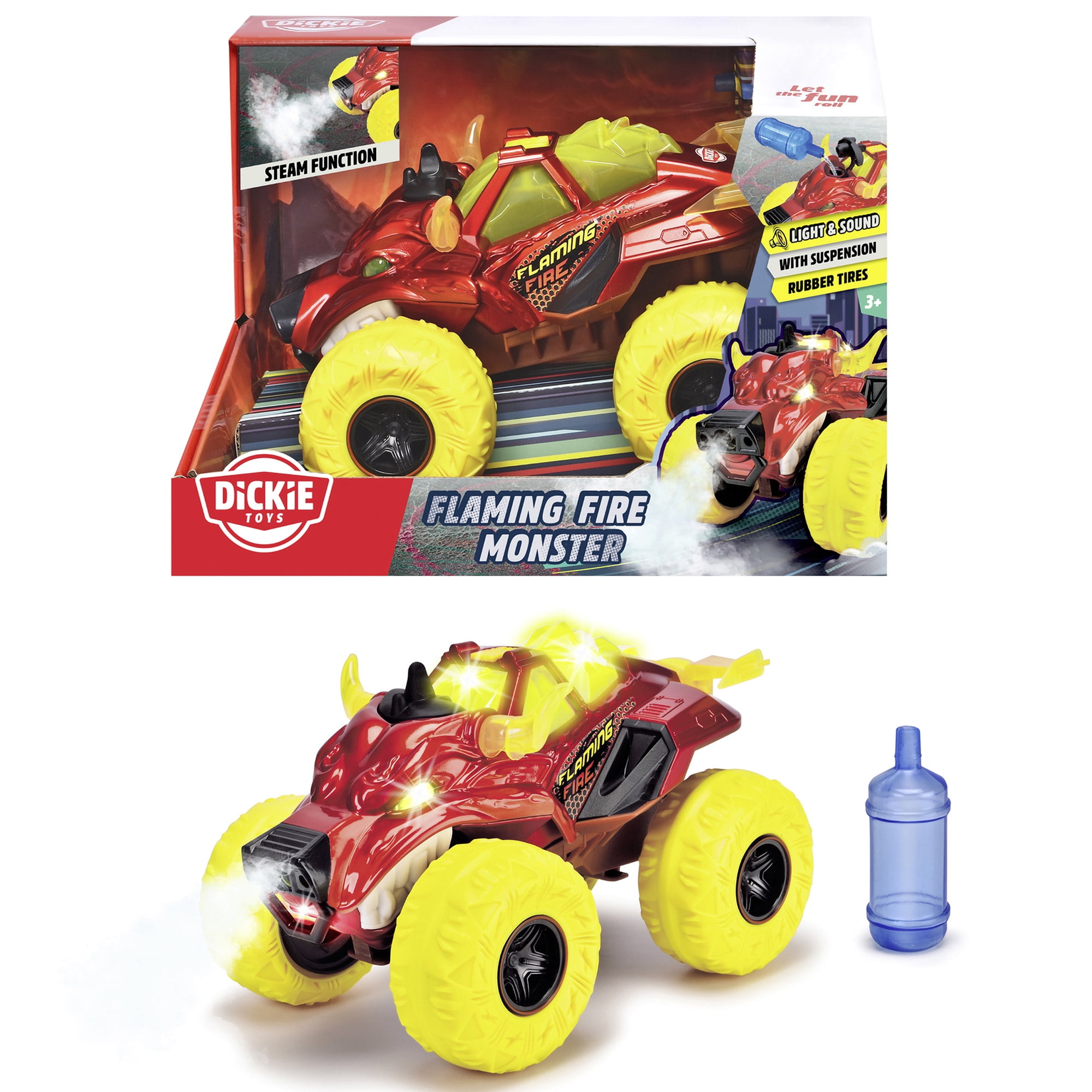 Dickie Toys: Flaming Fire Monster Truck – Red 9.8" Light & Sound Toy ...