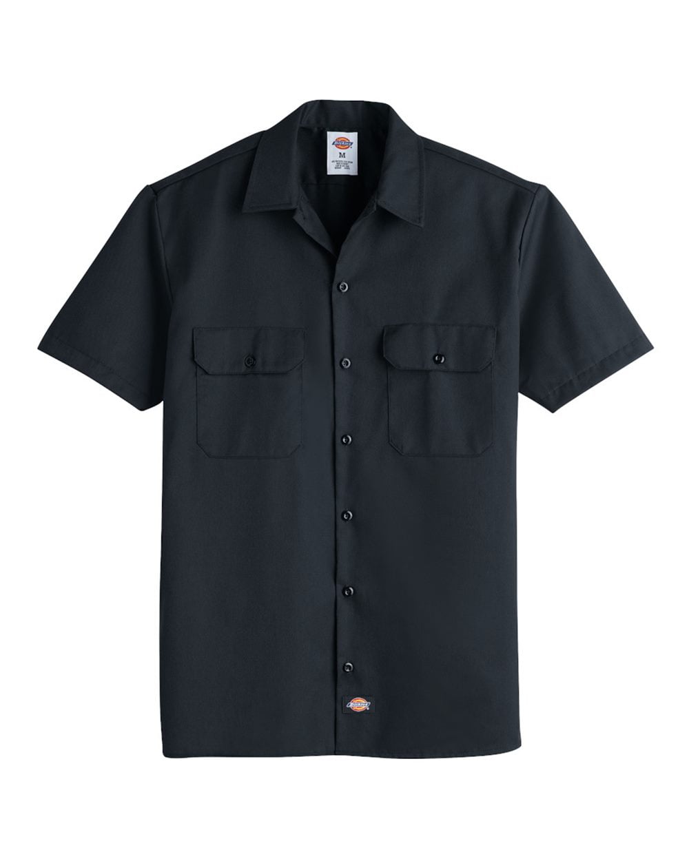 Dickies 2574 XL Black Short Sleeve Work Shirt with Button & Twill ...