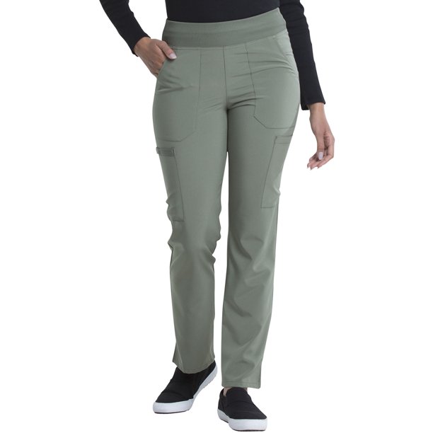 Dickies EDS Essentials Medical Scrubs Pant for Women Natural Rise Tapered Leg Pull-On DK005T, M ...